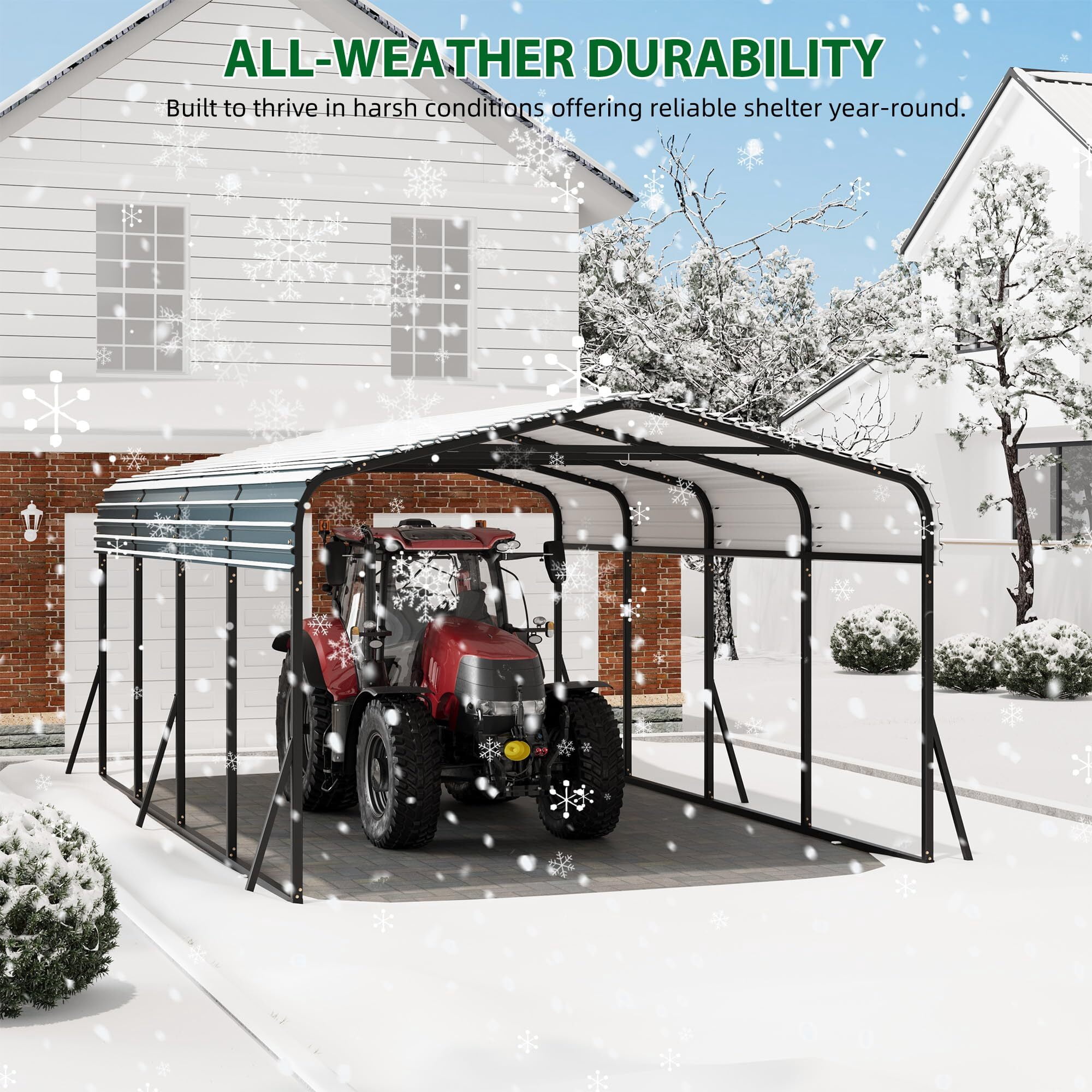 COBIZI 12x30 Heavy-Duty Metal Carport, Outdoor Metal Carport Kit ...