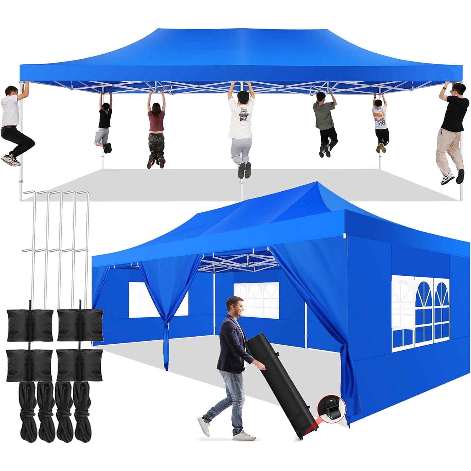 COBIZI 13x26 Steel Waterproof Canopy Party Tent with Windows for ...