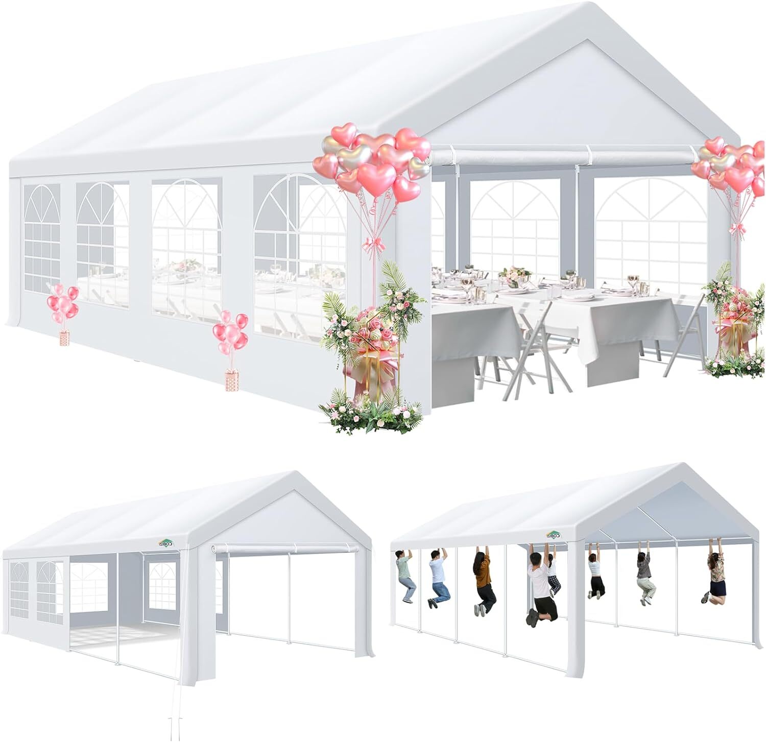 COBIZI 10x15ft Pop up Canopy, Easy up Heavy Duty Canopy Tent with 4 ...