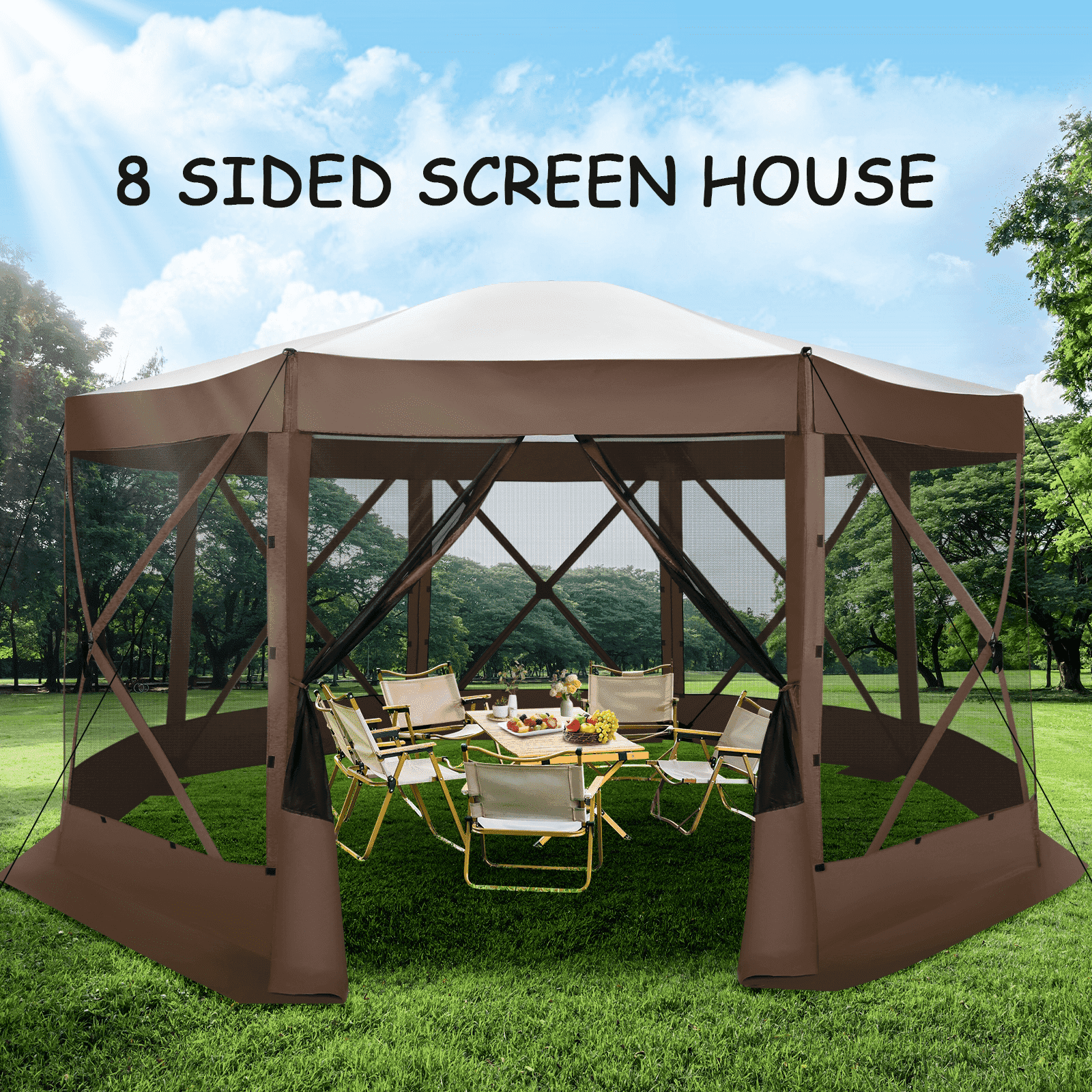 COBIZI 15x15 Extra Large Pop-Up Gazebo Canopy Tent with Mosquito ...