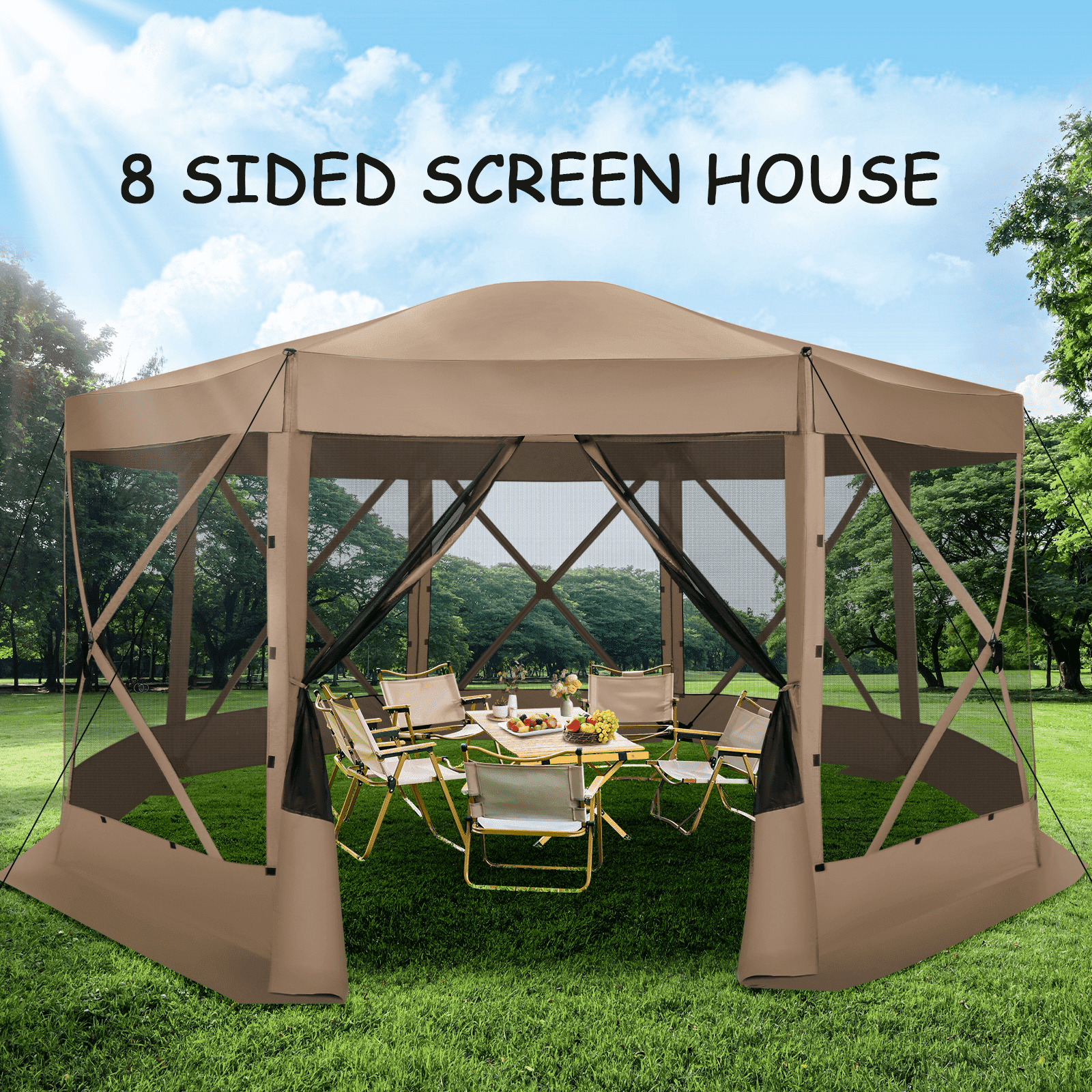 COBIZI 15x15 Extra Large Pop-Up Gazebo Canopy Tent with Mosquito ...