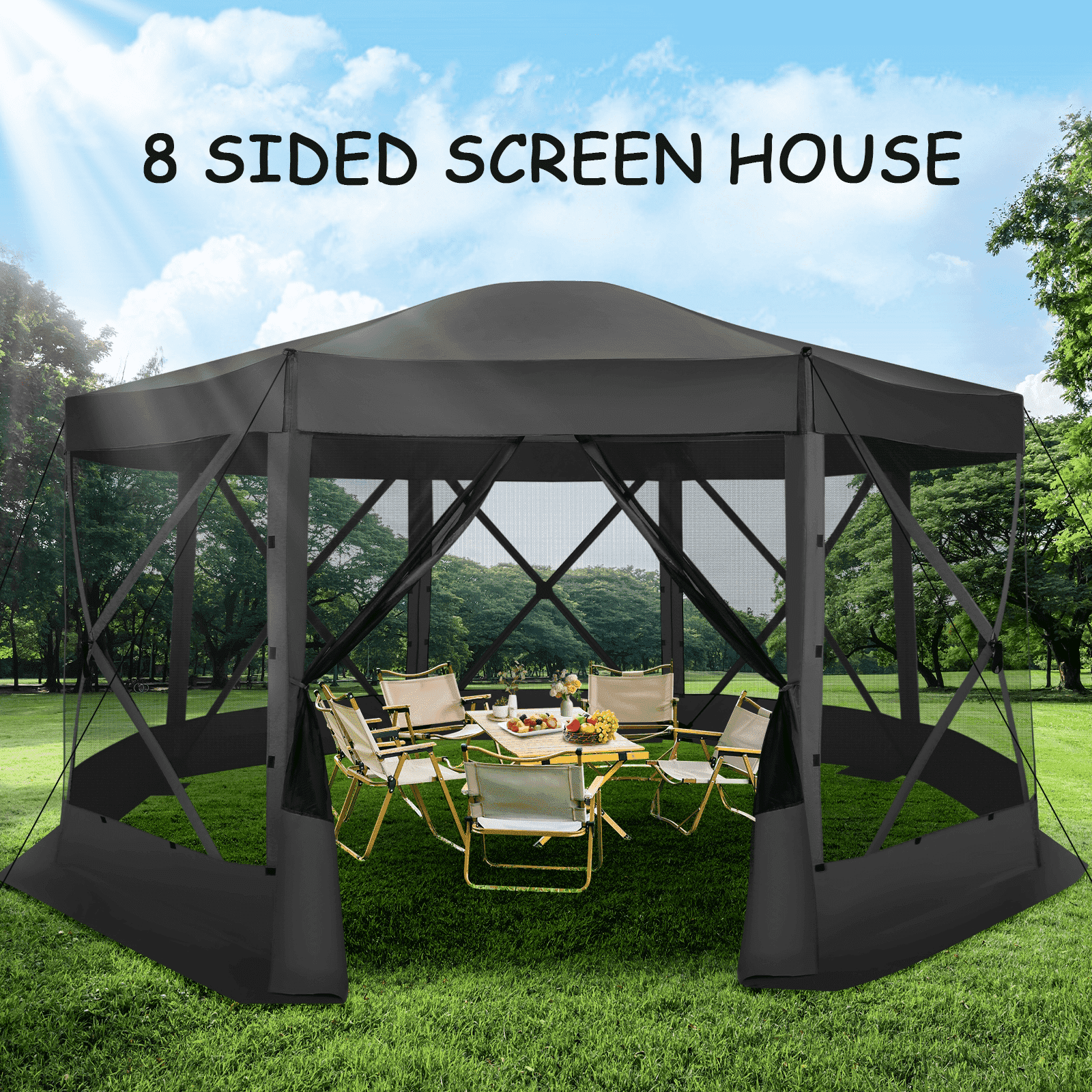 COBIZI, 15x15 Pop-Up Gazebo Canopy Tent, Extra Large Screen Shelter ...