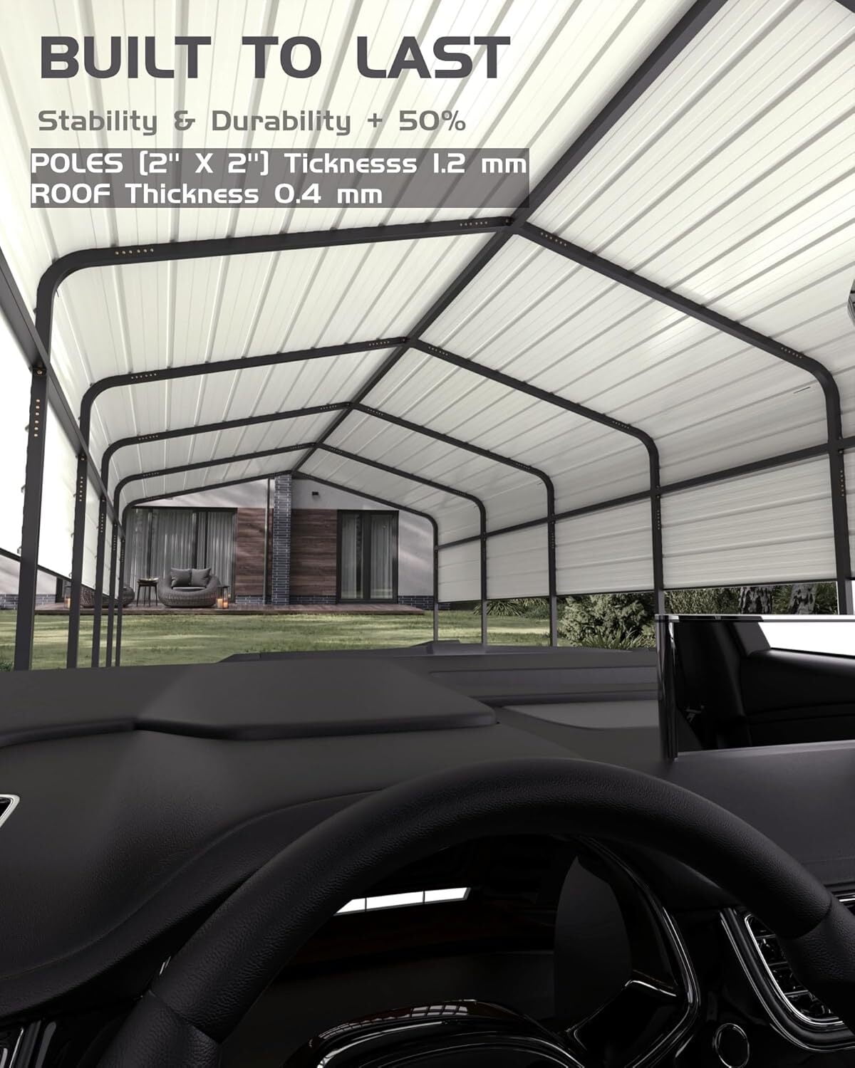 COBIZI 20x20 Heavy-Duty Metal Carport, Outdoor Metal Carport Kit ...