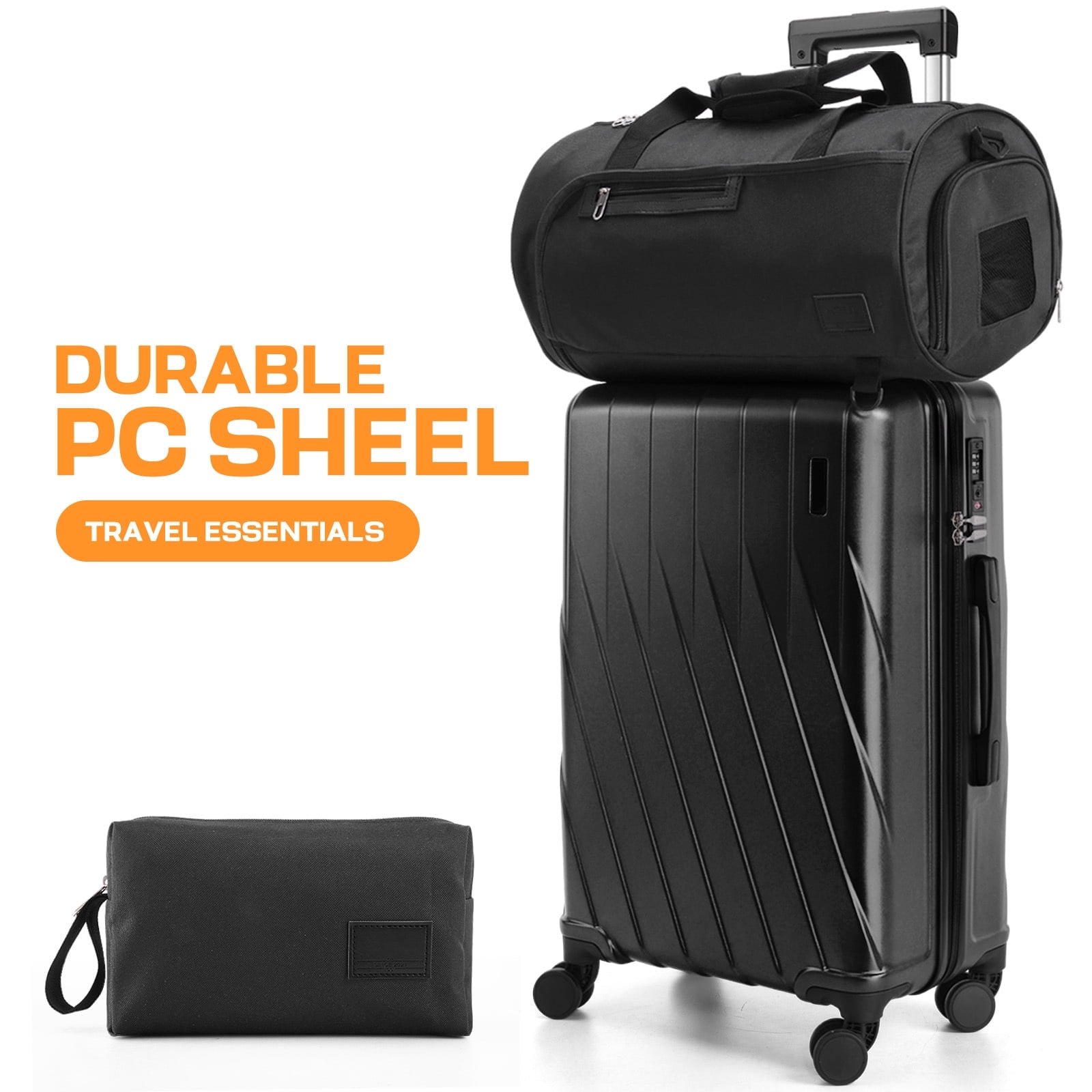 COBIZI 3 Piece Carry-on Luggage Set-Durable PC Hardshell Suitcase with ...