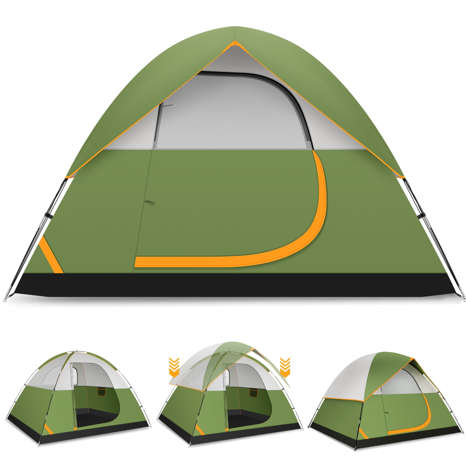 COBIZI 4 Person Tent for Camping with Waterproof Rainfly,EZ Setup Tent ...