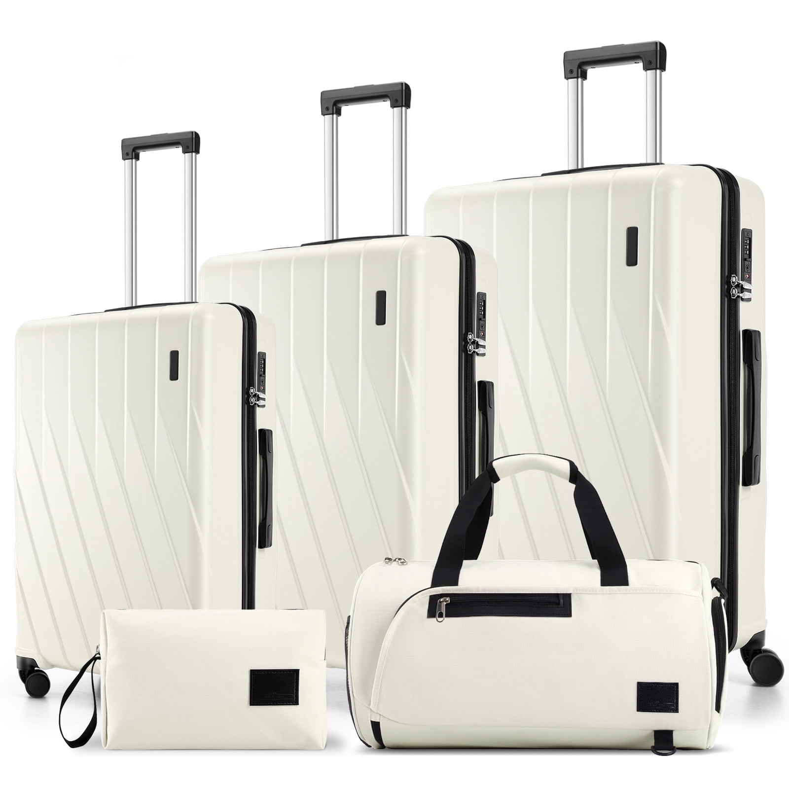 COBIZI 5-Piece Luggage Set-PC Hardshell with Backpack&Toiletry Bag ...