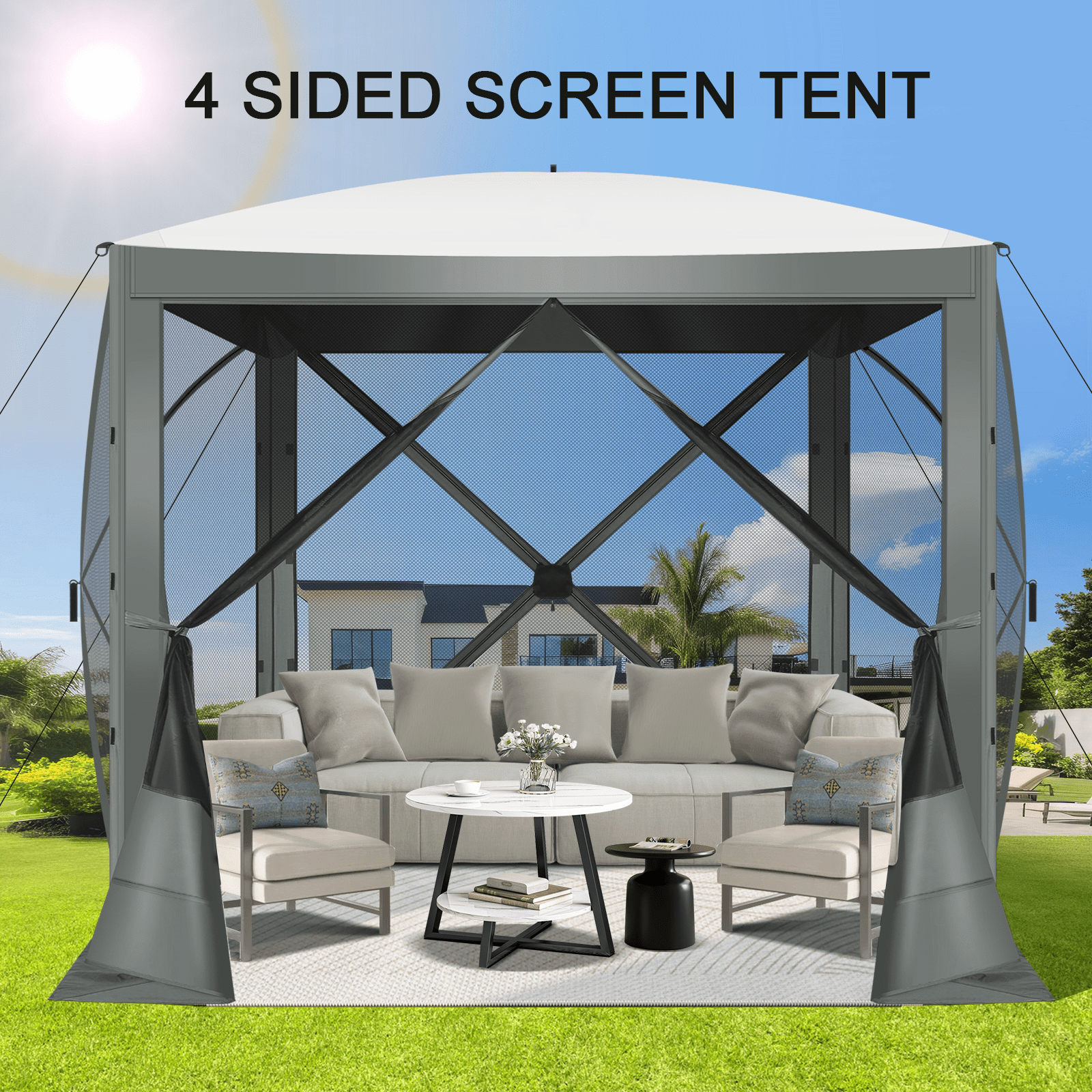 COBIZI 8x8ft Pop up Gazebo Screen Tent Screen House for Camping ...