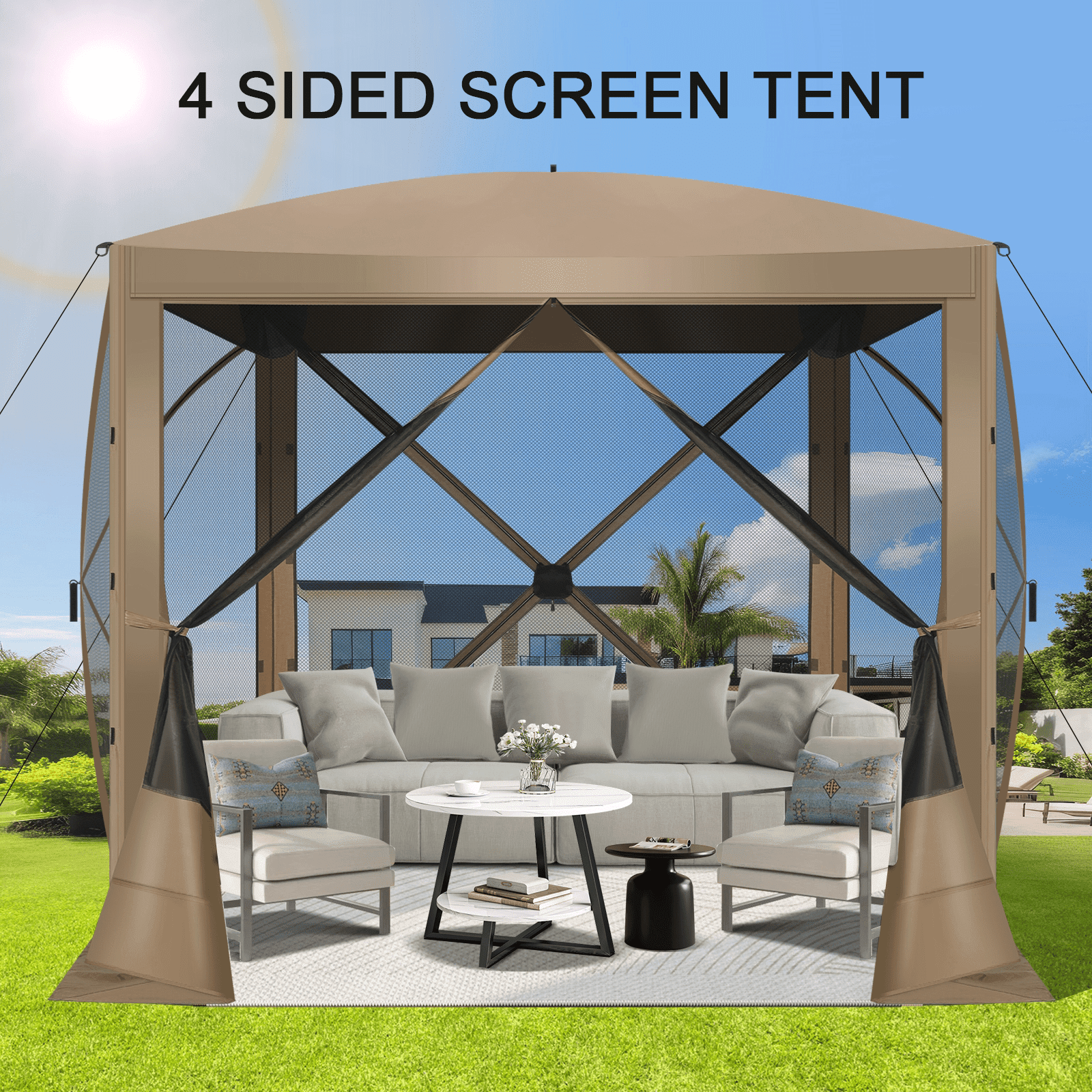 COBIZI 8x8ft Pop up Gazebo Screen Tent Screen House for Camping ...