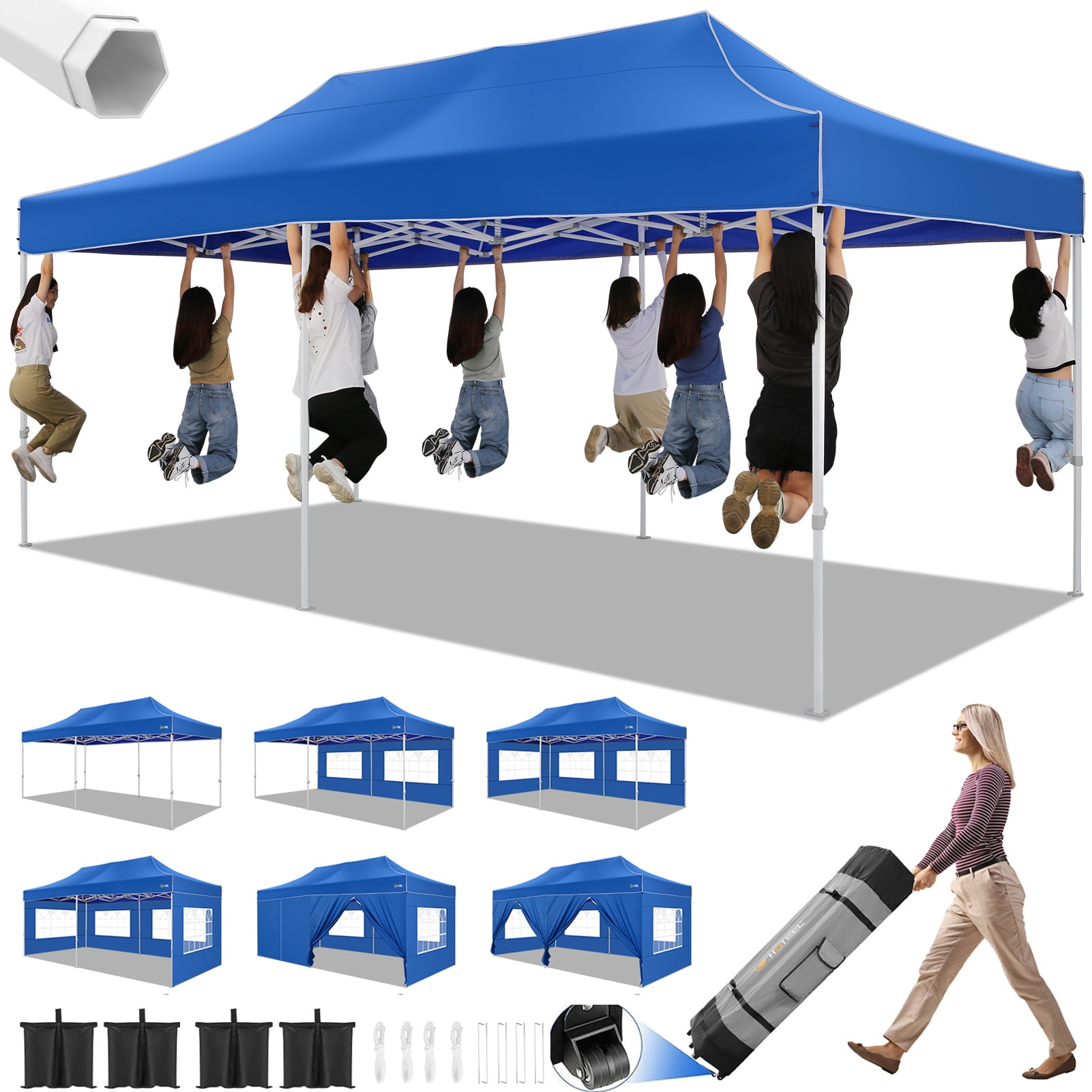 COBIZI Canopy 10x20 Pop up Canopy with 6 Sidewalls Heavy Duty Party ...