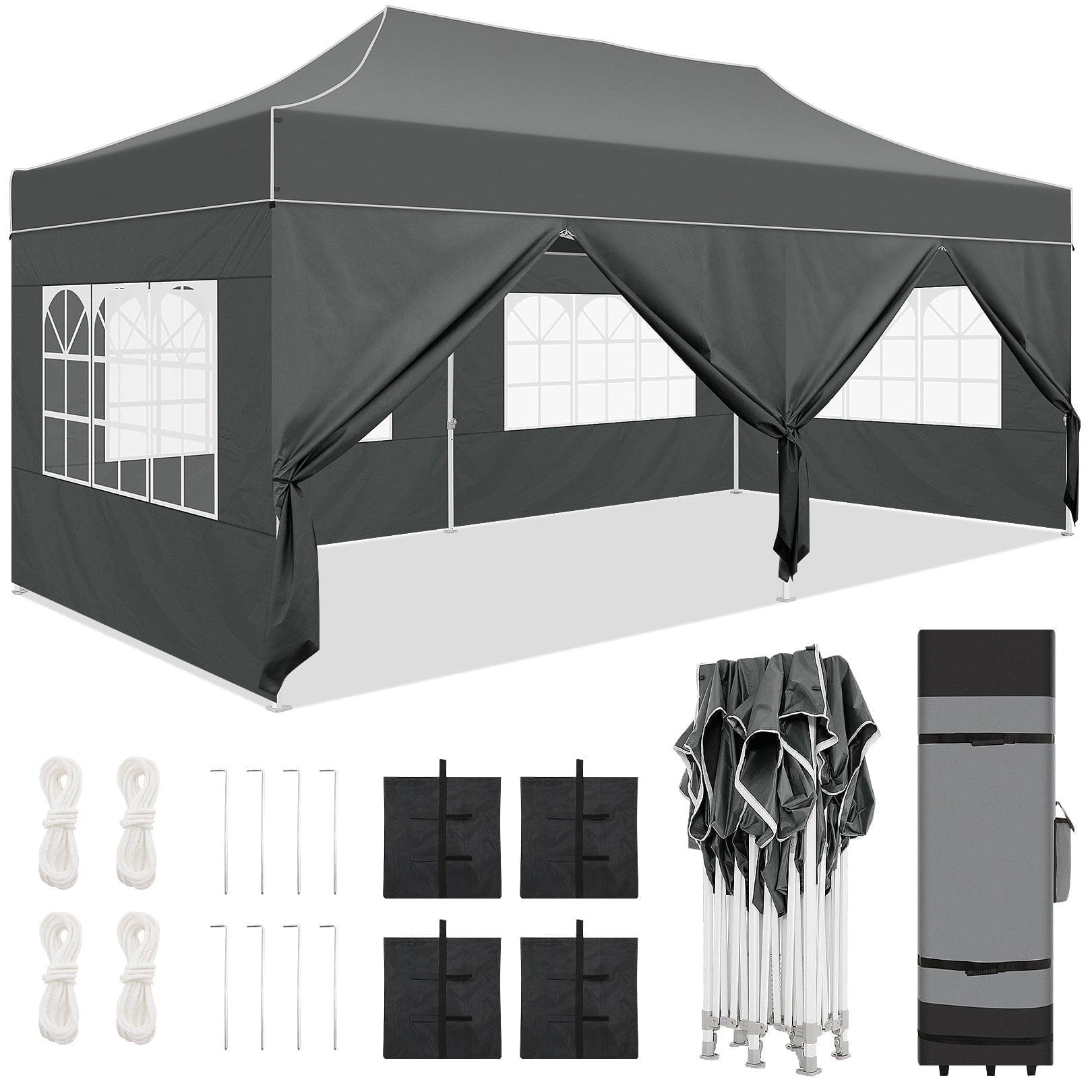 COBIZI Canopy 10x20 Pop up Canopy with 6 Sidewalls Heavy Duty Party ...