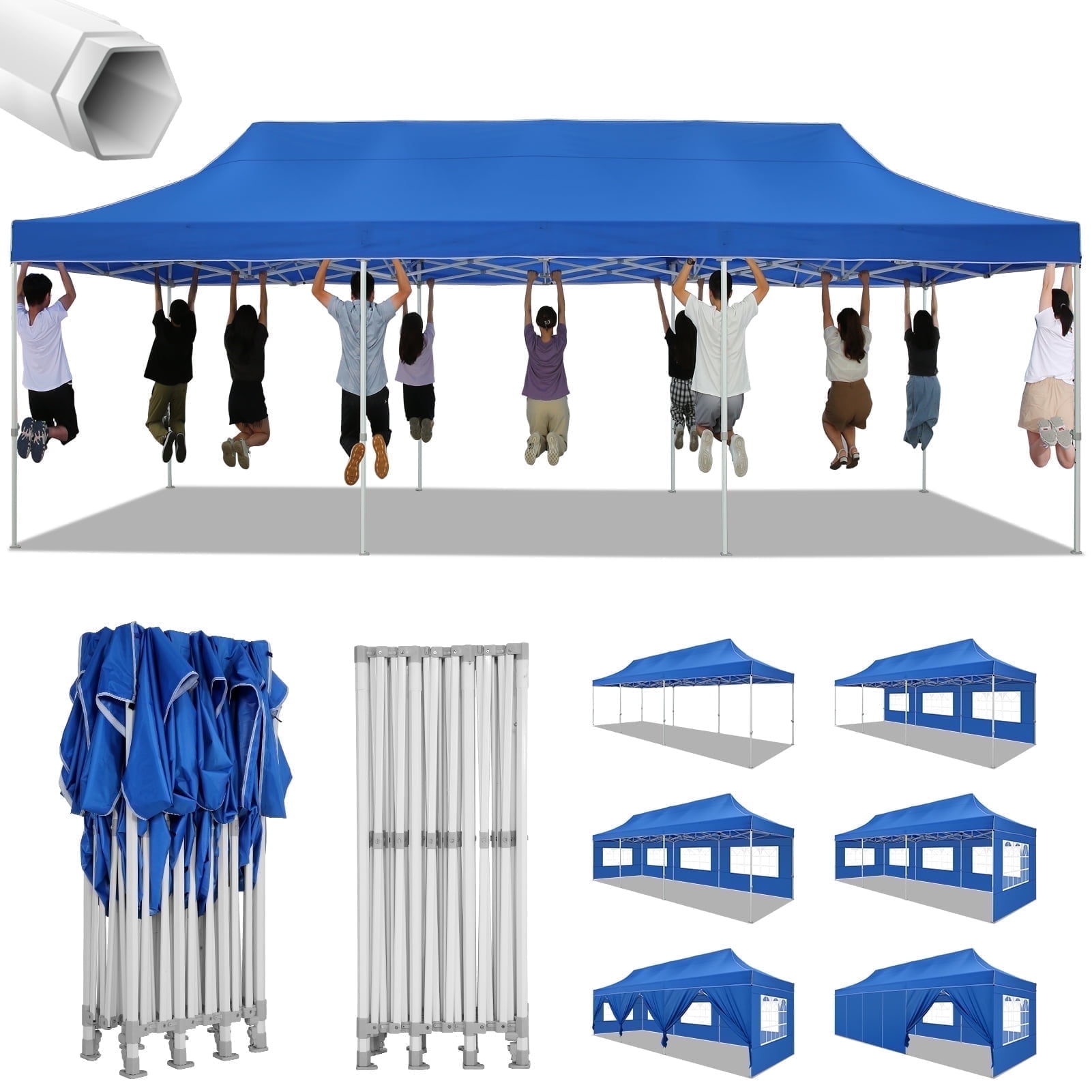COBIZI Canopy 10x30 Pop-up Heavy Duty Canopy Tent with 8 Removable ...