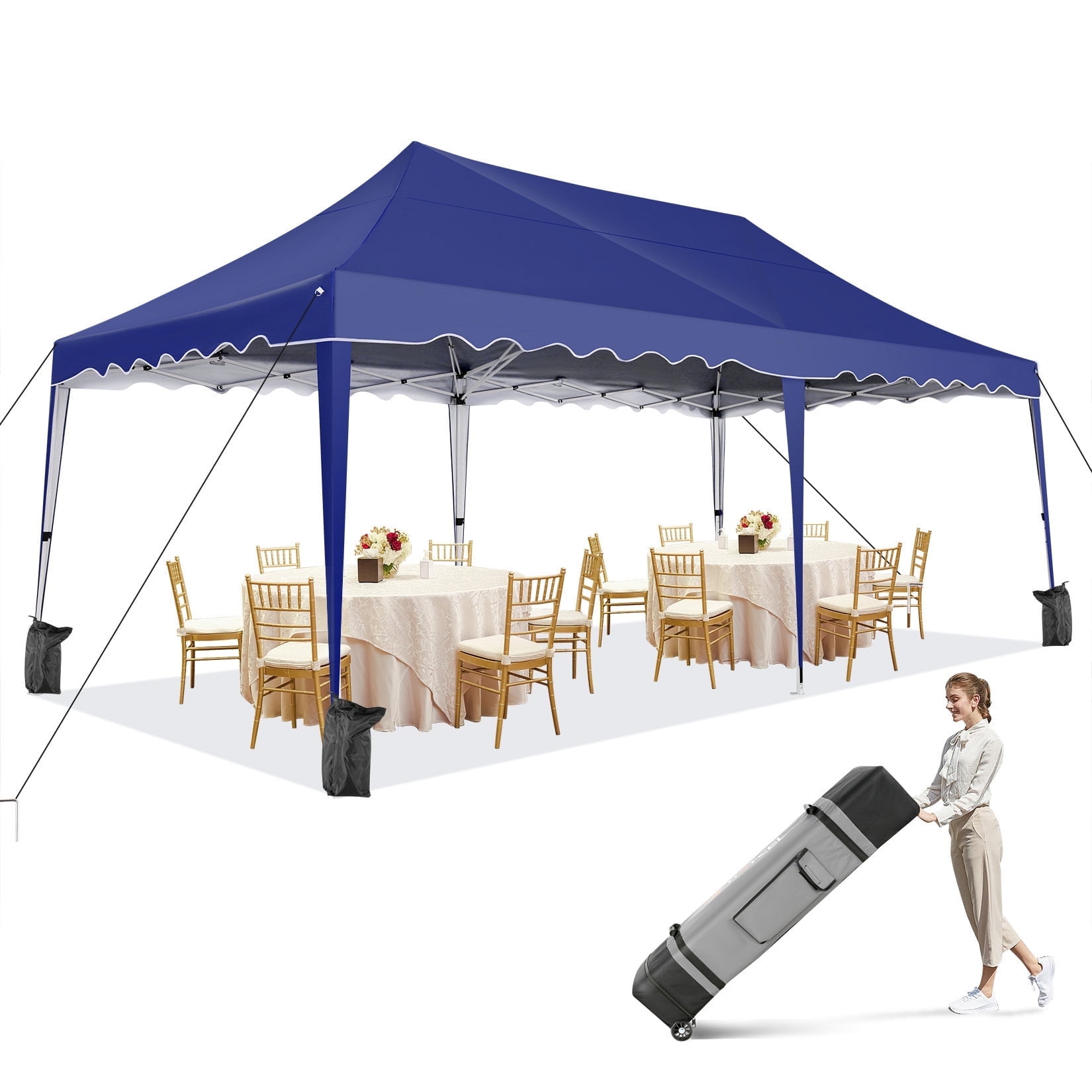 COBIZI Canopy Tent 10X20 Pop-up Canopy with Trolley Case and Rolled ...