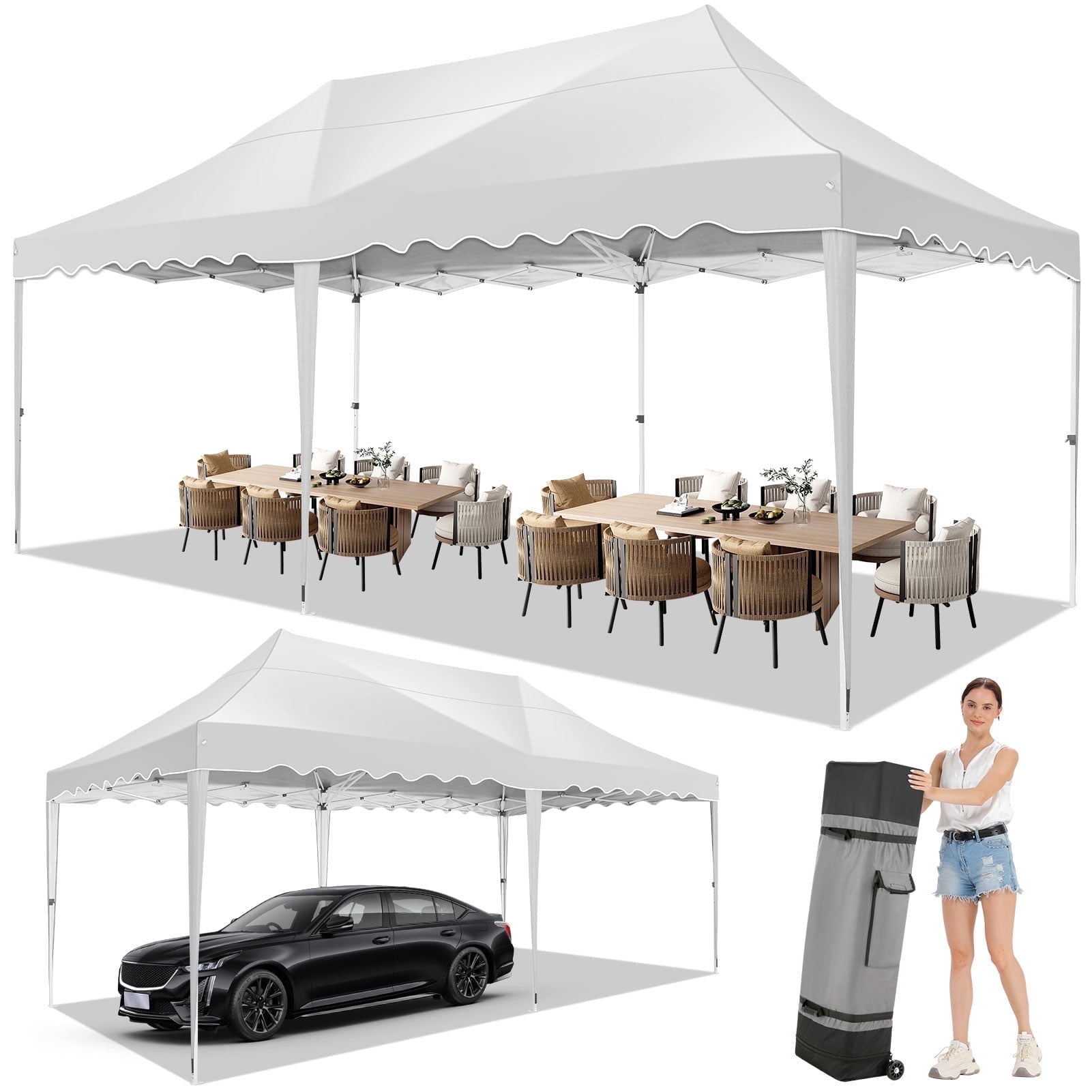 COBIZI 10X20 Canopy Tent with Trolley Case, Instant Pop-up for Outdoor ...