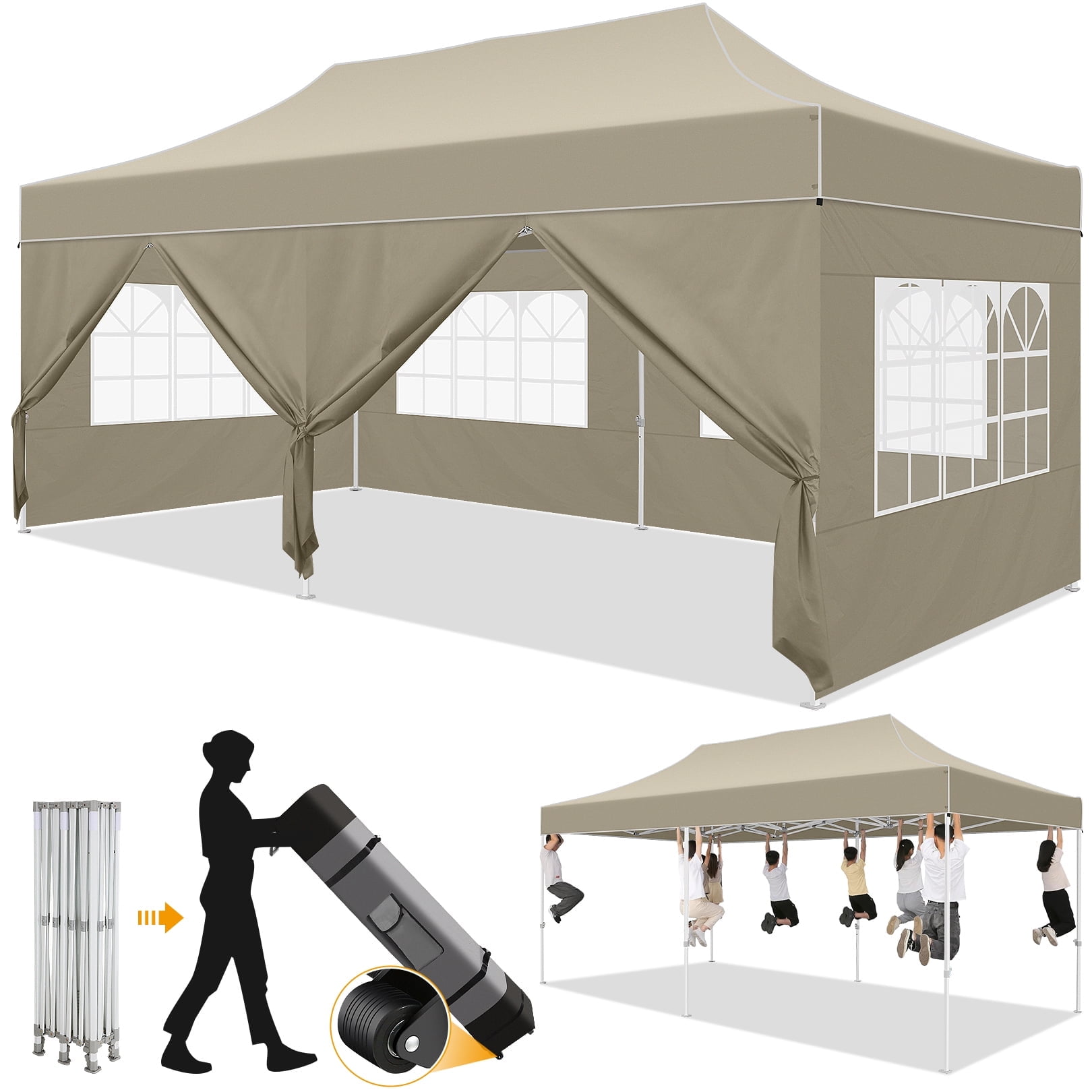 COBIZI Canopy Tent 10x20 Pop Up Heavy Duty Canopy Tent with 6 Removable ...