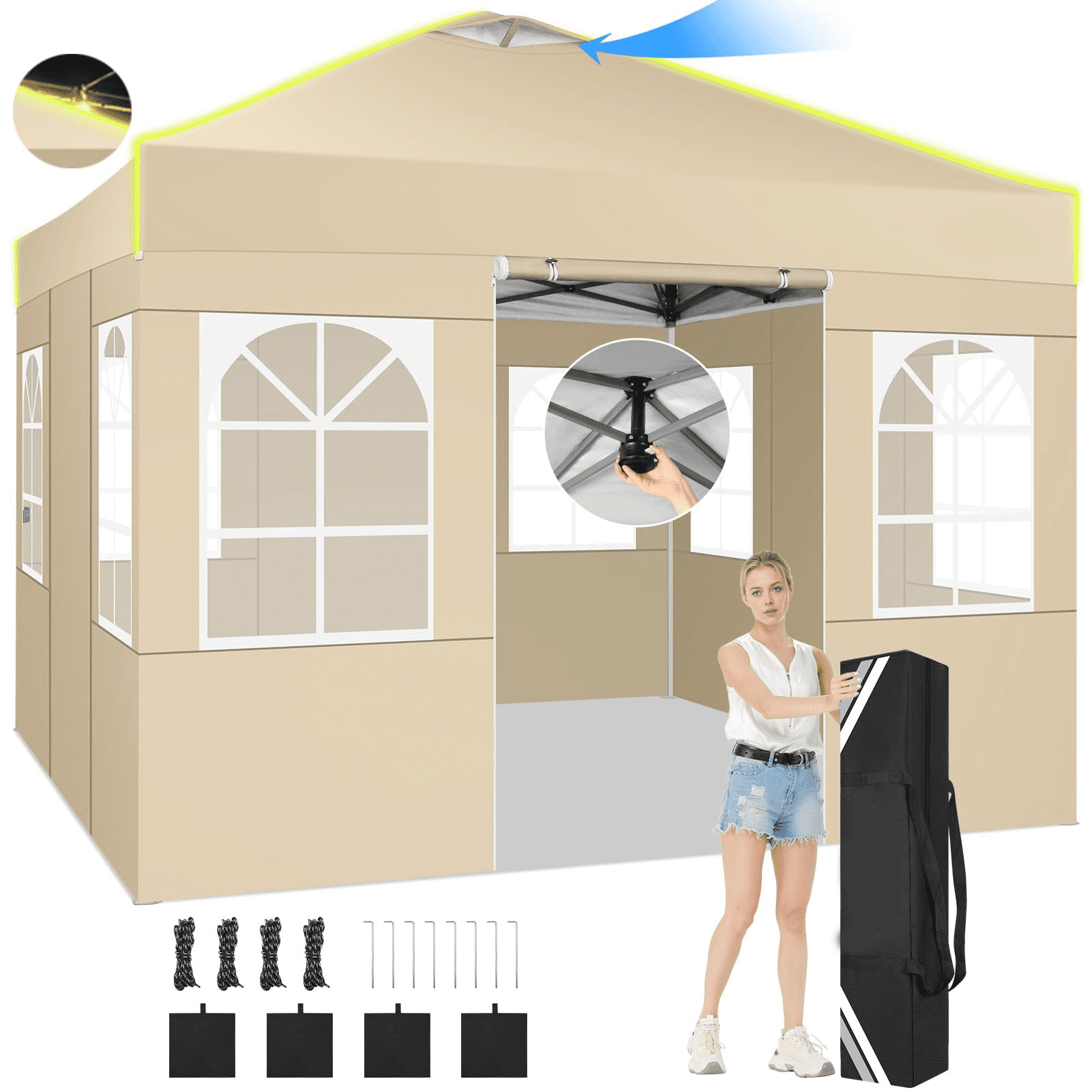 COBIZI Canopy tent 10x10 Pop up Canopy with Sidewalls Waterproof Easy ...