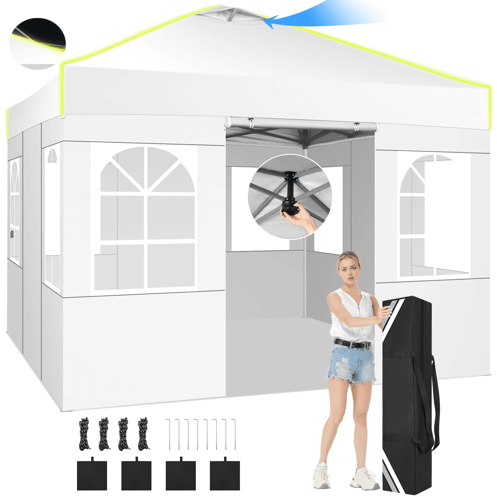 COBIZI Canopy tent 10x10 Pop up Canopy with Sidewalls Waterproof Easy ...