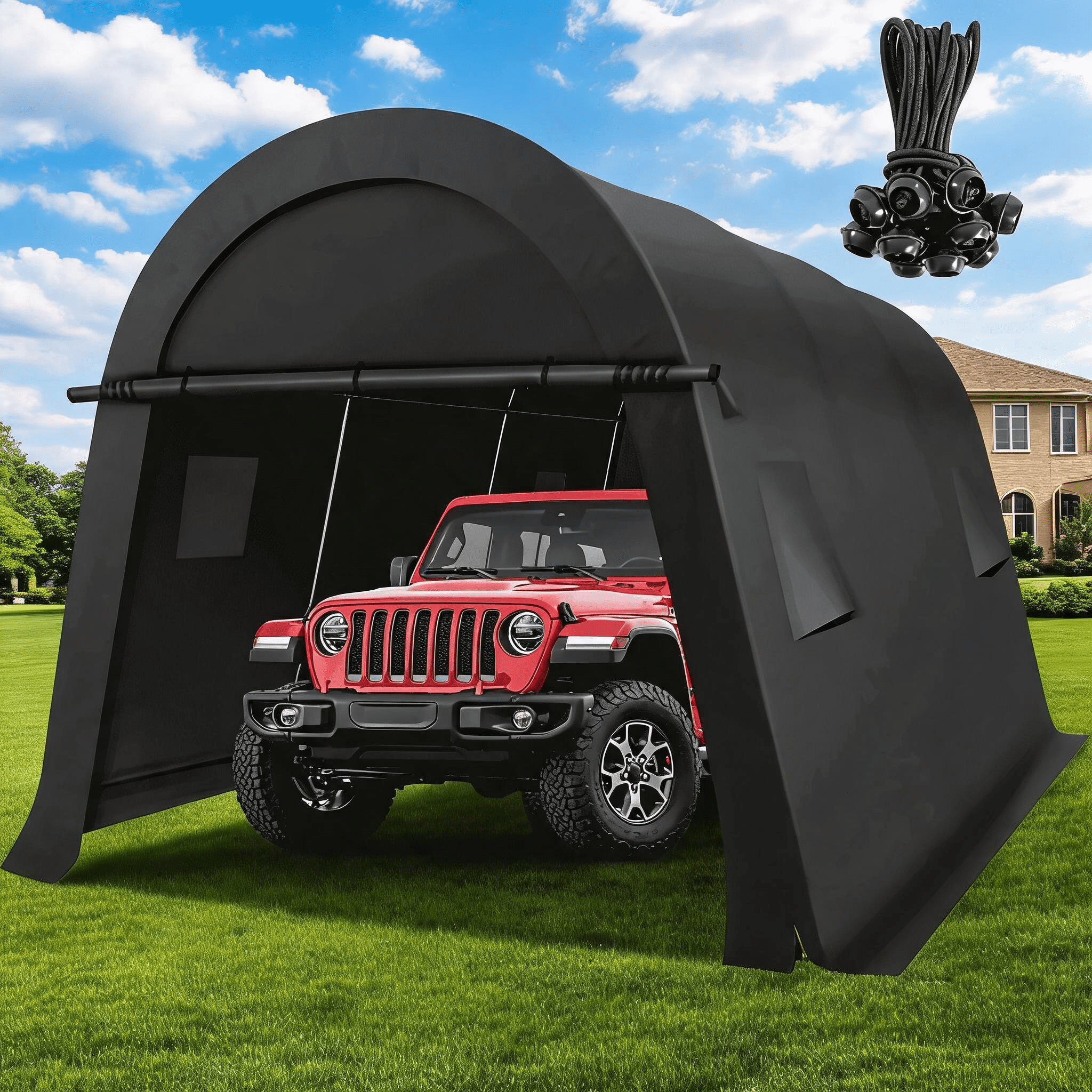 COBIZI 10'x 20' Carport, Heavy Duty, Powder-Coated Steel Frame ...