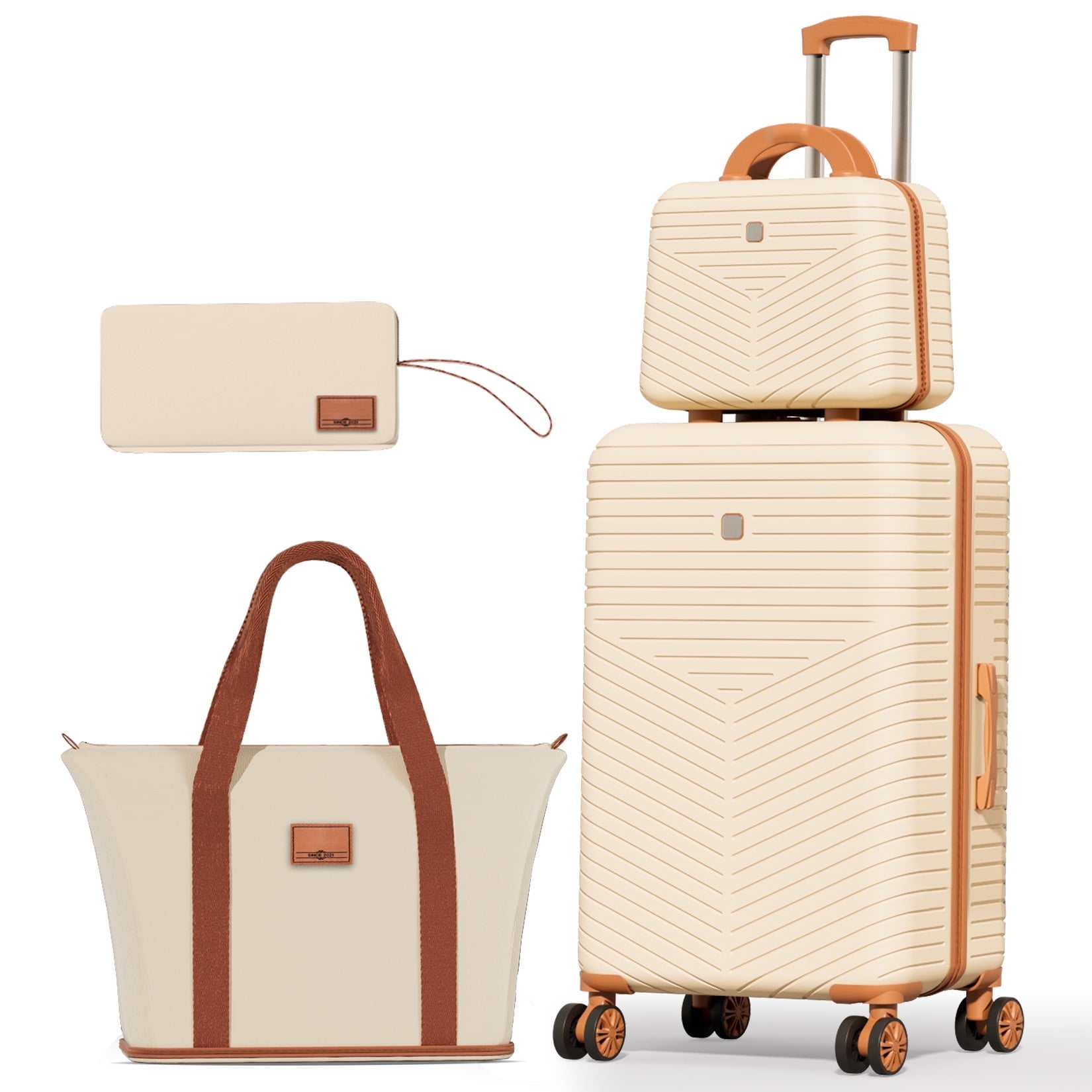 COBIZI Luggage Sets 4 Piece with 360° Spinner Wheels, Carry on Luggage ...