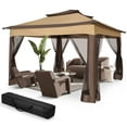 Cobizi 11x11 Gazebo with Netting, Patio Canopy Shelter, Brown - Walmart.com