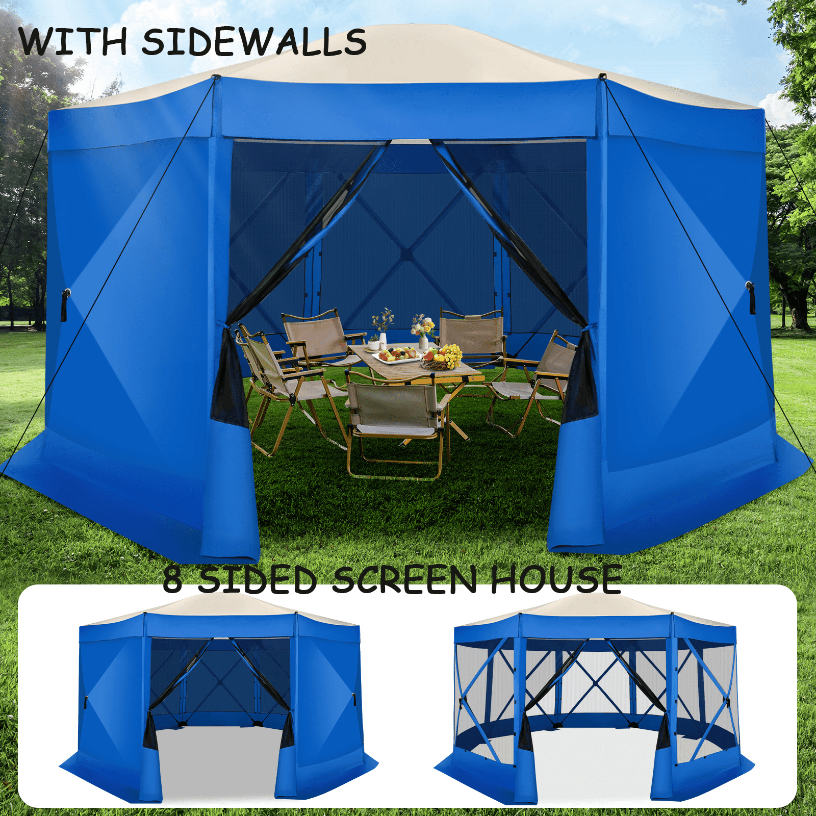 COBIZI Pop up Gazebo 15x15 Extra Large Screen Tent Screen House for ...