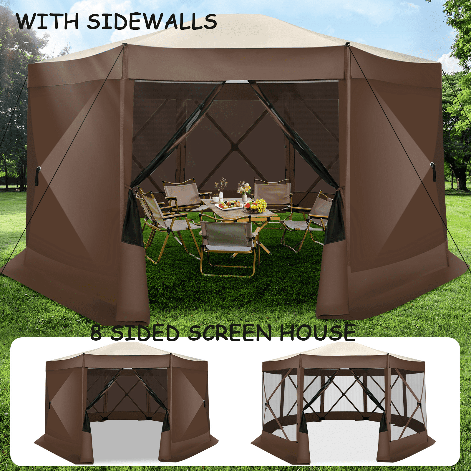 COBIZI Pop up Gazebo 15x15 Extra Large Screen Tent Screen House for ...
