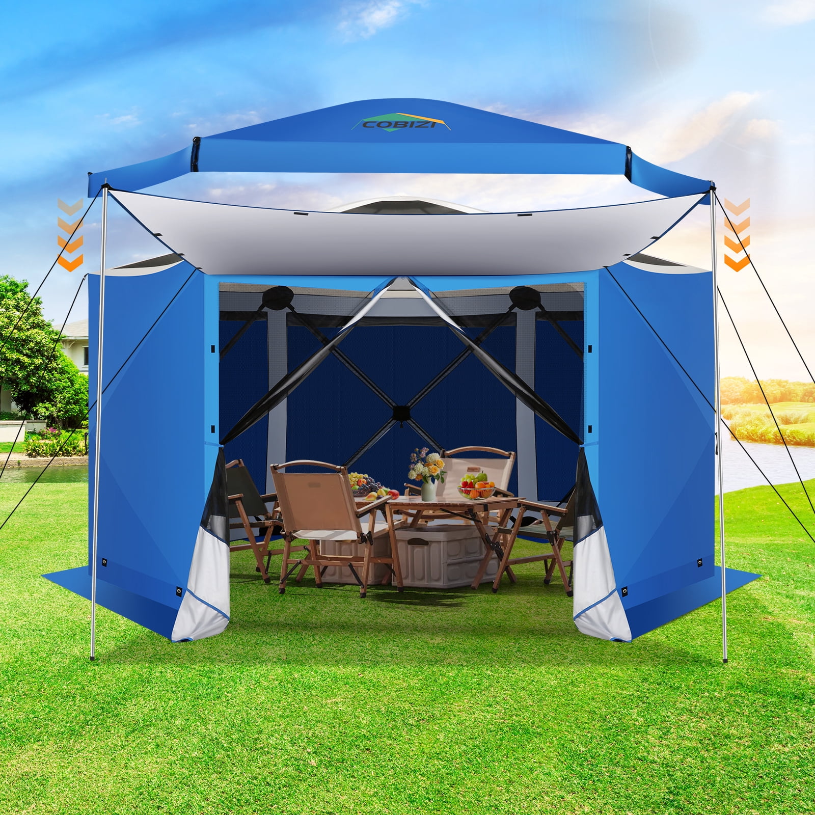 COBIZI Pop up Gazebo Screen Tent Screen House for Camping,12x12 Gazebo ...