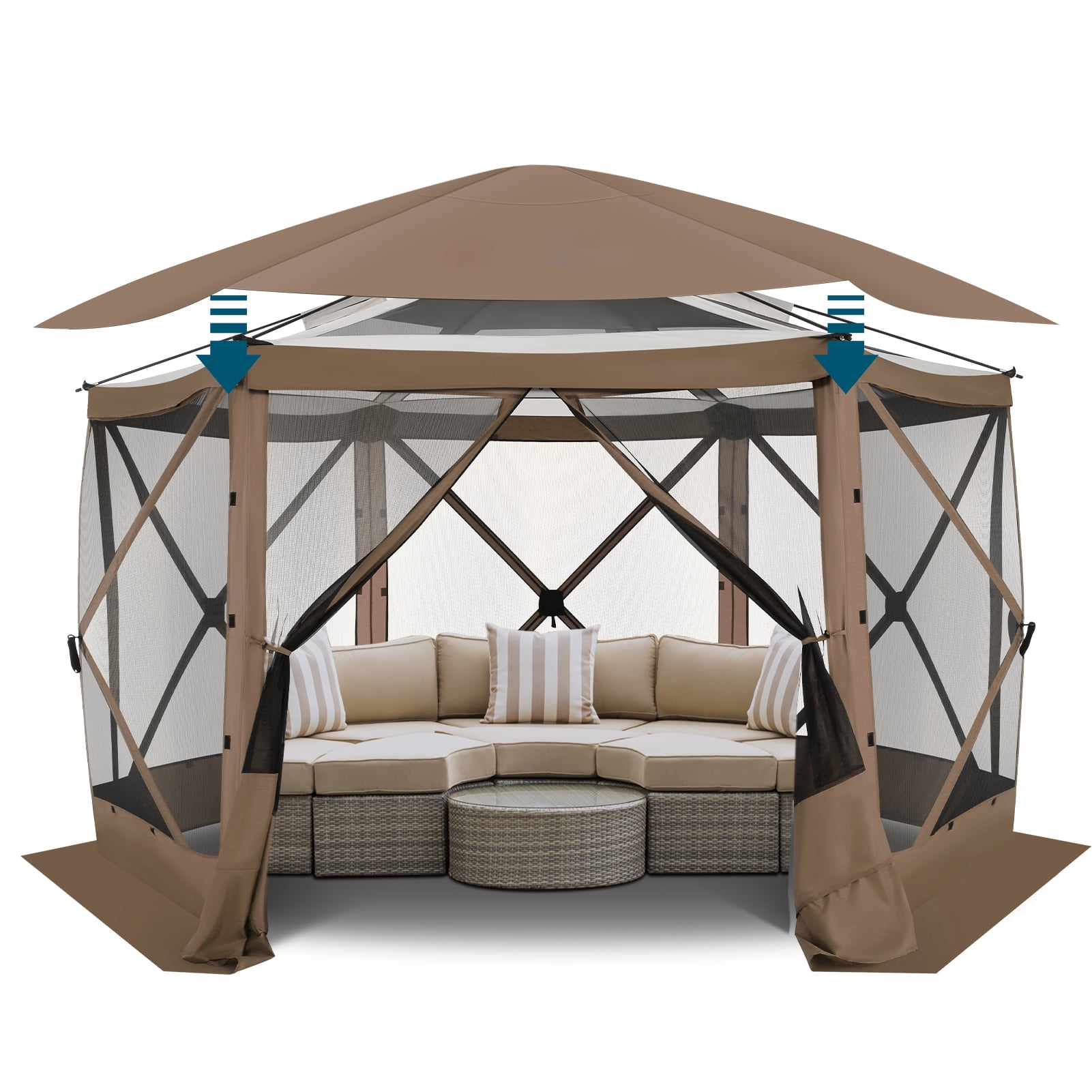 COBIZI Pop Up Gazebo Starry Sky Screen Tent Screen House with a mesh top for Camping, 12x12 ...