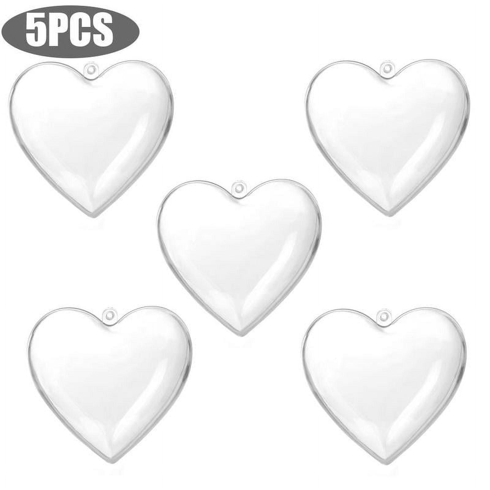 COCEQUC 5PS Clear Plastic Craft Ball Hearts Shape Baubles For Christmas ...