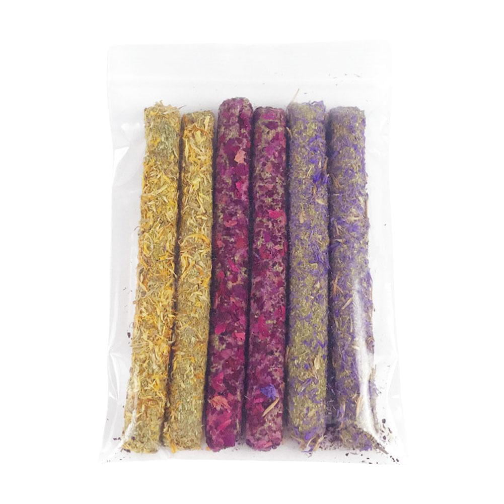 COCEQUC 6pcs Rabbit Chew Sticks Mixed Natural Flower Chew Toys Treats ...