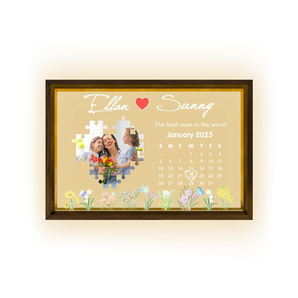 COCEQUC The Best Mom in The World Light Frame Custom Photo Frame with ...