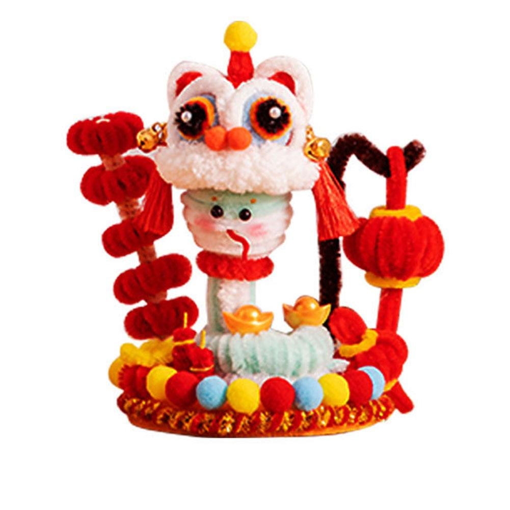 COCEQUC Kids DIY Lion Dance Toy Blessing Twist Wire Handmade Plush V3Z4 ...