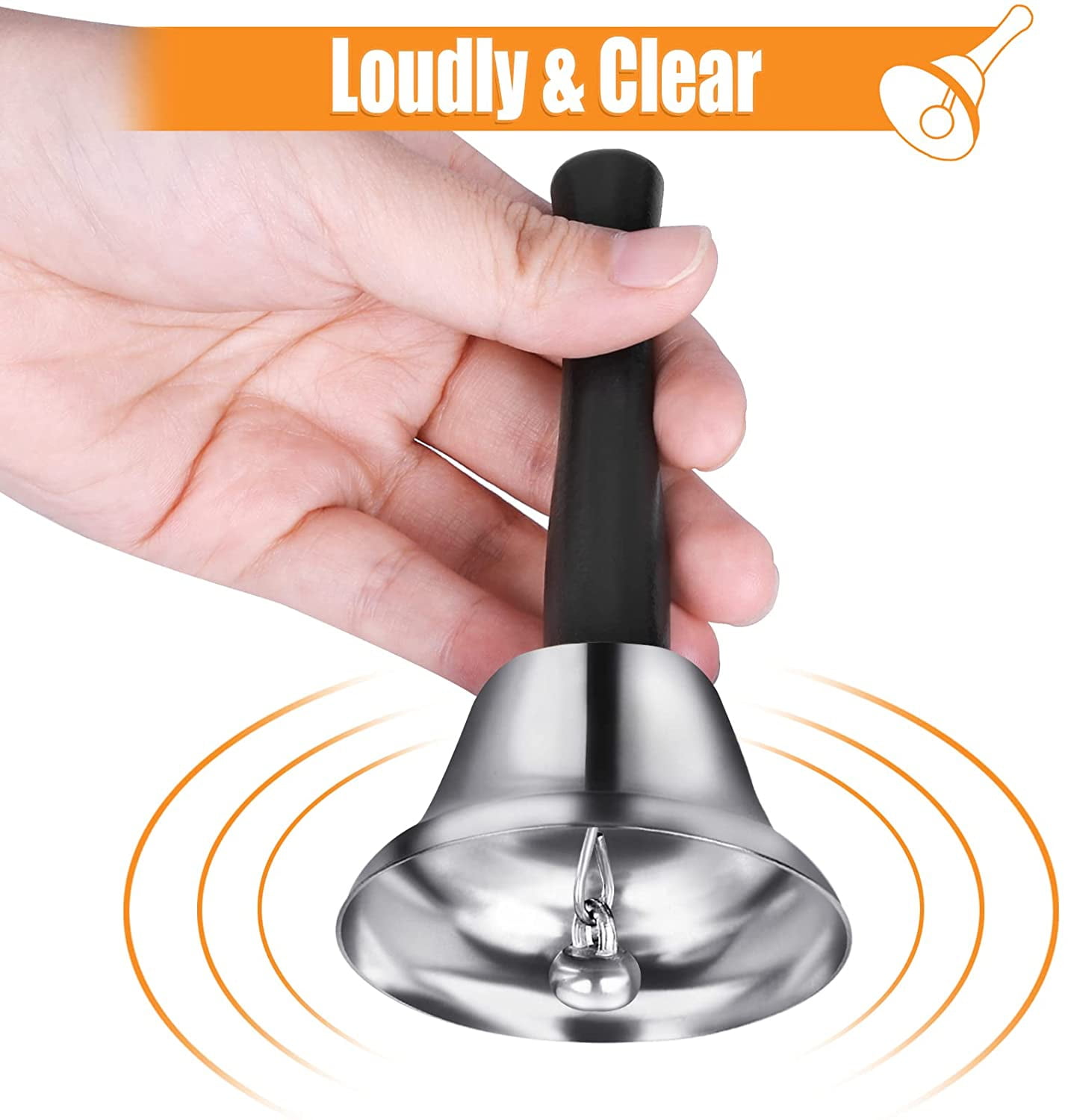 "Mightlink Small Hand Bell, Ringing Bell with Black Wooden Handle ...