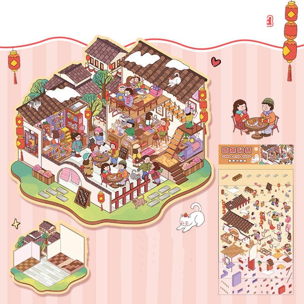 COCEQUC Multiple-topic 3D Landscape Stickers Mini Scene Decorative ...