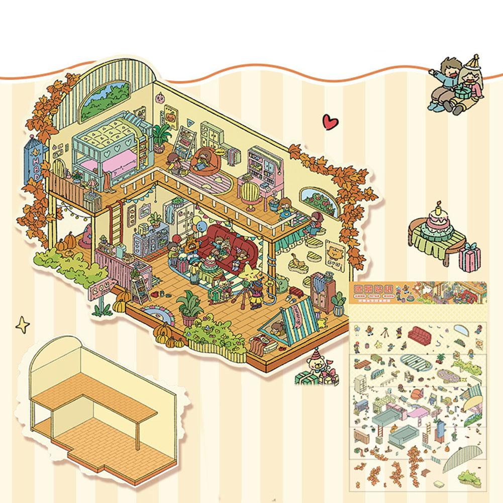 COCEQUC Multiple-topic 3D Landscape Stickers Mini Scene Decorative ...