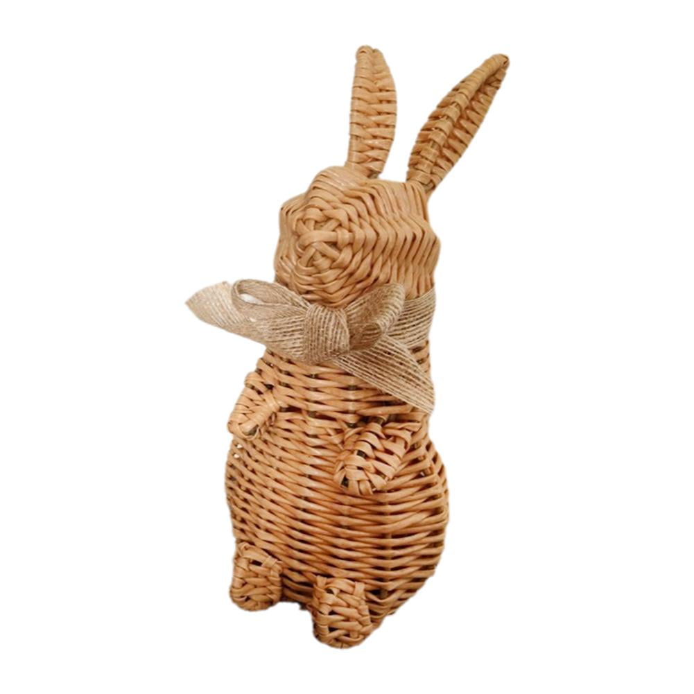 COCEQUC Rattan Effect Resin Easter Bunny Decor - Spring Table Rabbit ...