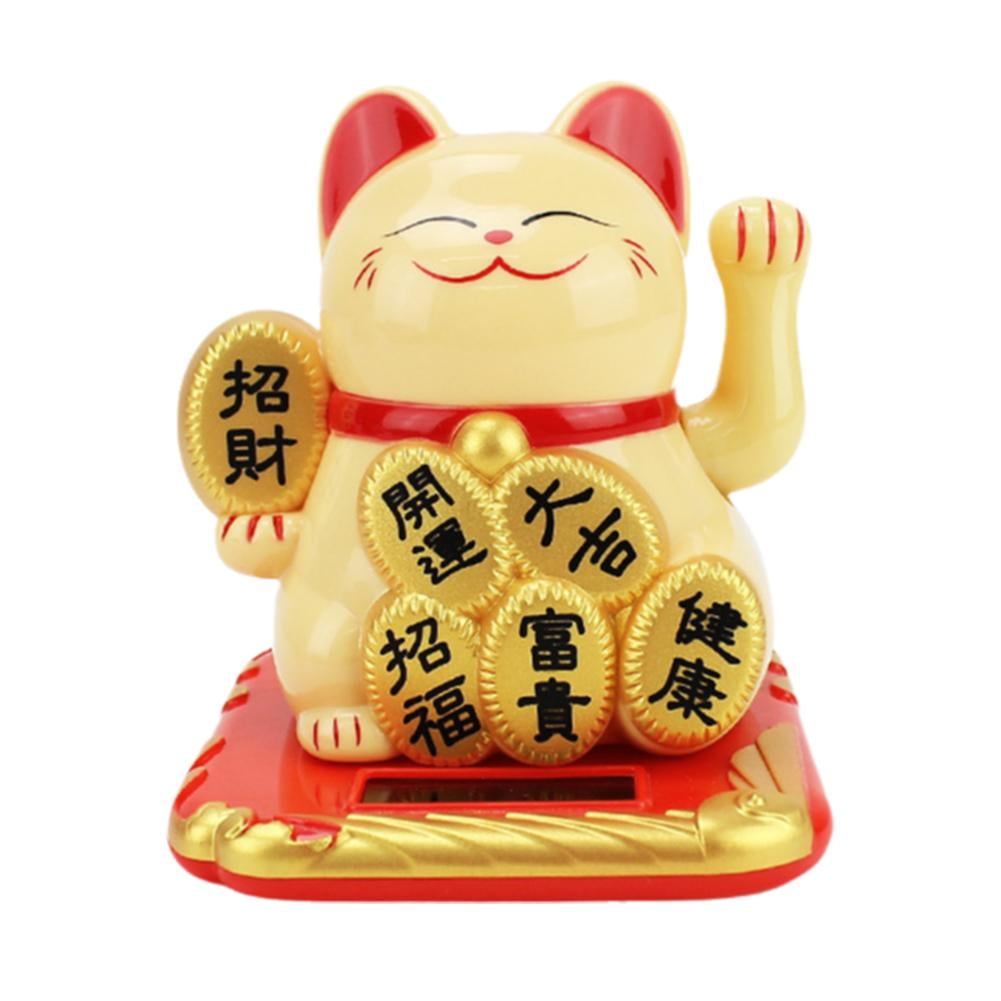 COCEQUC Solar Powered Maneki Neko Lucky Money Cat Waving Arm For Good ...