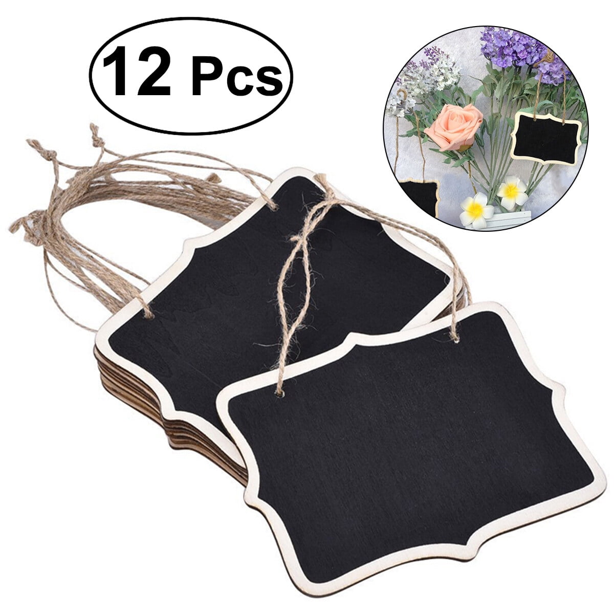 COCHLOUS 12pcs Mini Chalkboards Blackboard Tags Hanging Message Board ...