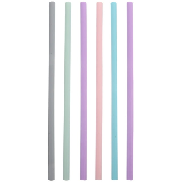 COCHLOUS 6pcs Reusable Silicone Straws Extra Long Drinking Straws Food ...