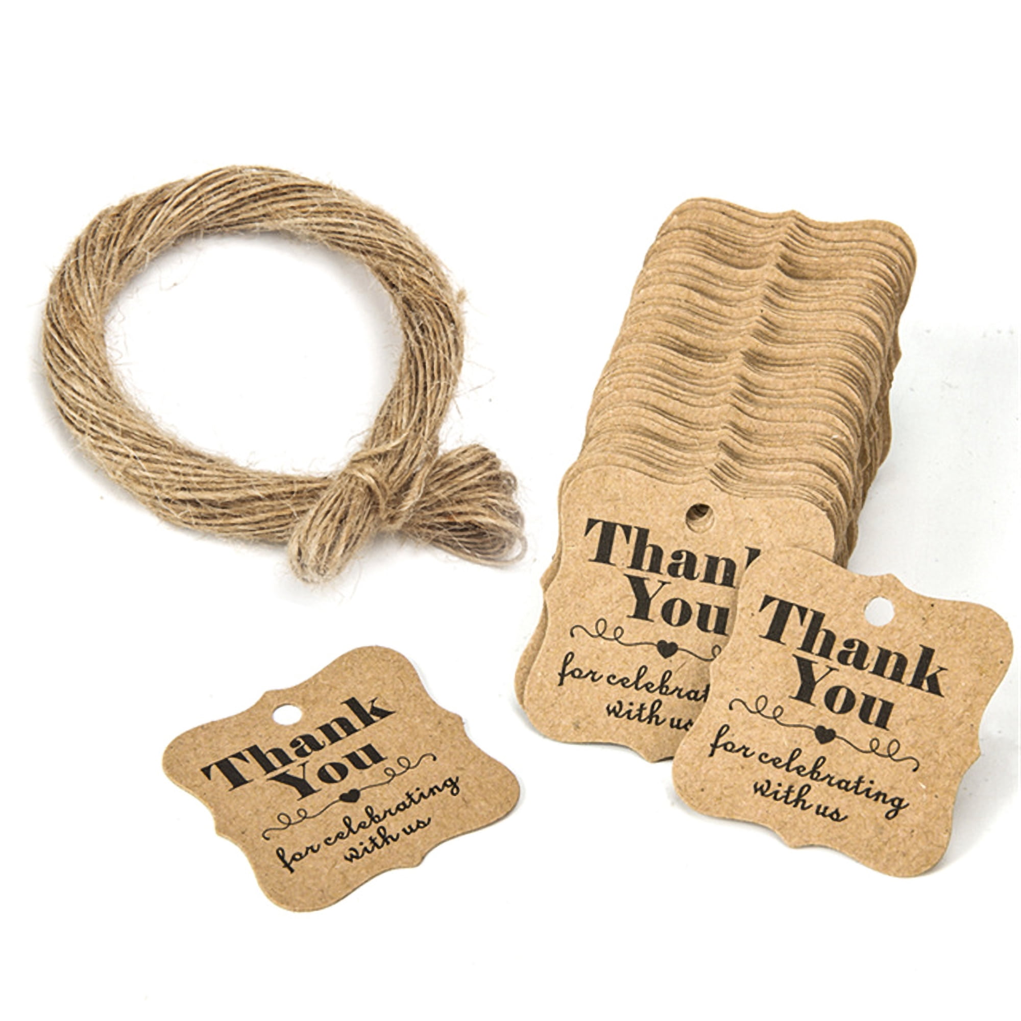COCICA 200 Pcs 1.2x1.2 Inch Kraft Paper Gift Tags with String,Thank You ...