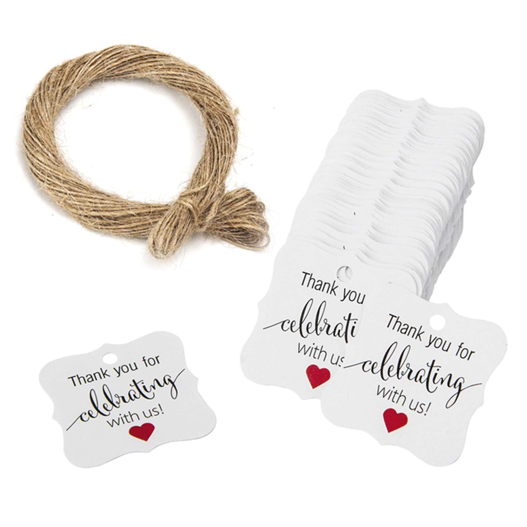 COCICA 200 Pcs 1.2x1.2 Inch Kraft Paper Gift Tags with String,Thank You ...