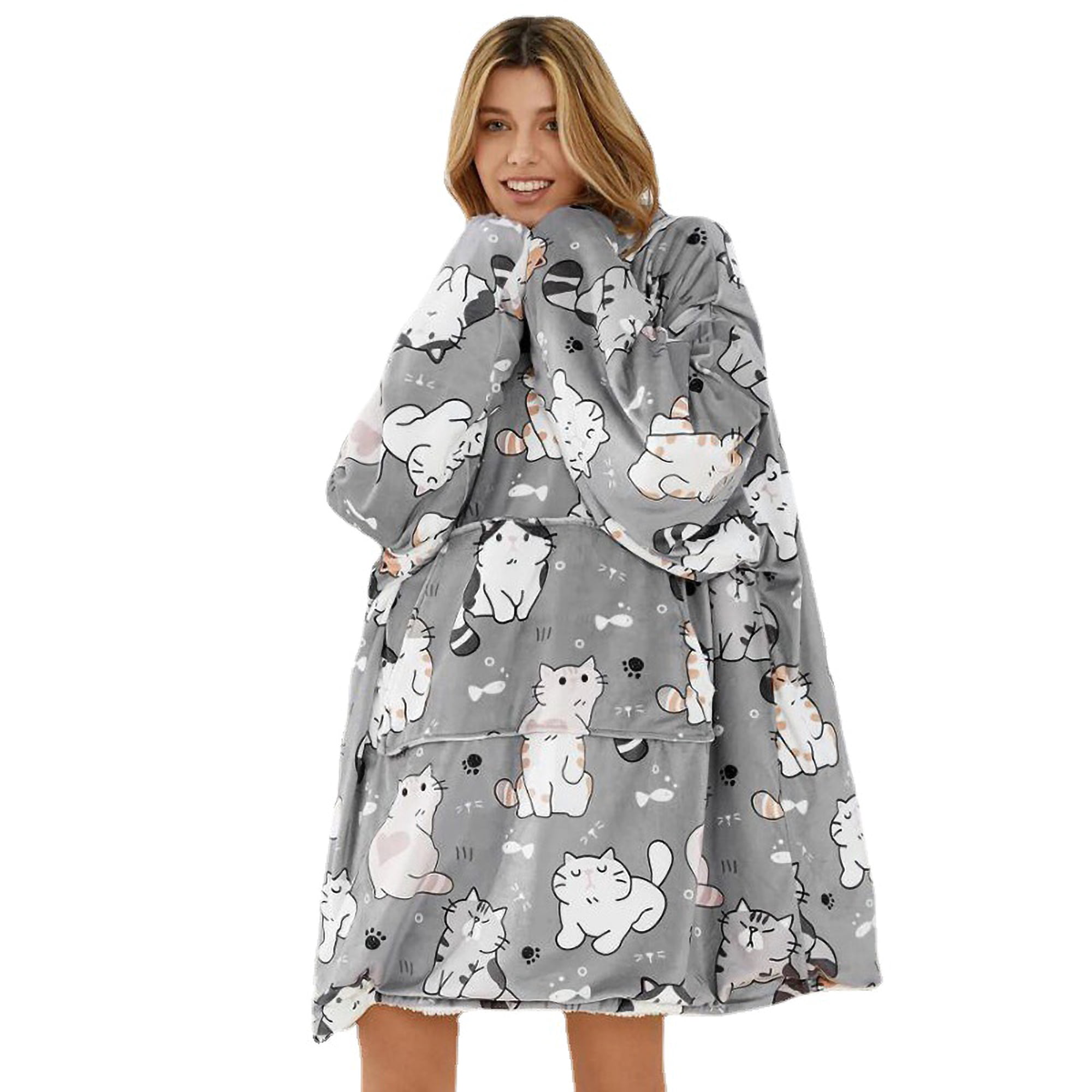 COCICA Wearable Blanket Hoodie, Sherpa Fleece, Hooded Pocket, Cozy ...