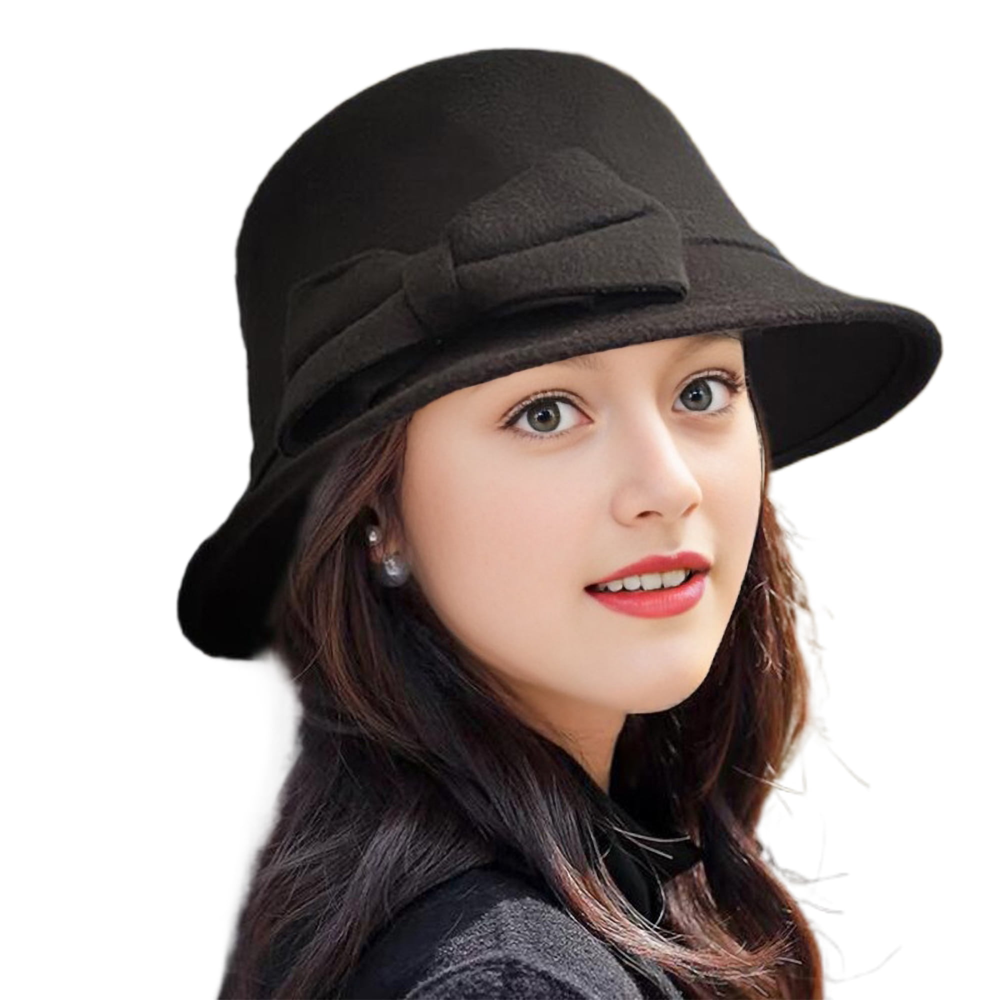 COCICA Women's Felt Bucket Hat, Adjustable Wool Blend Vintage Bowler ...