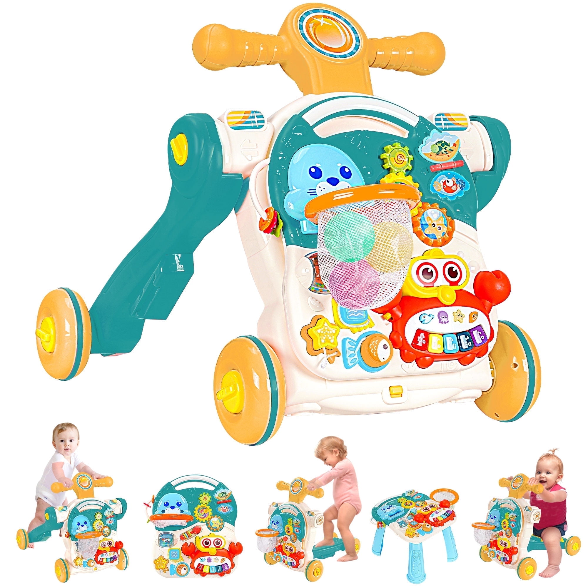COCLUB 5-in-1 Baby Walker Push Toy & Activity Center for Infants 6-12 ...