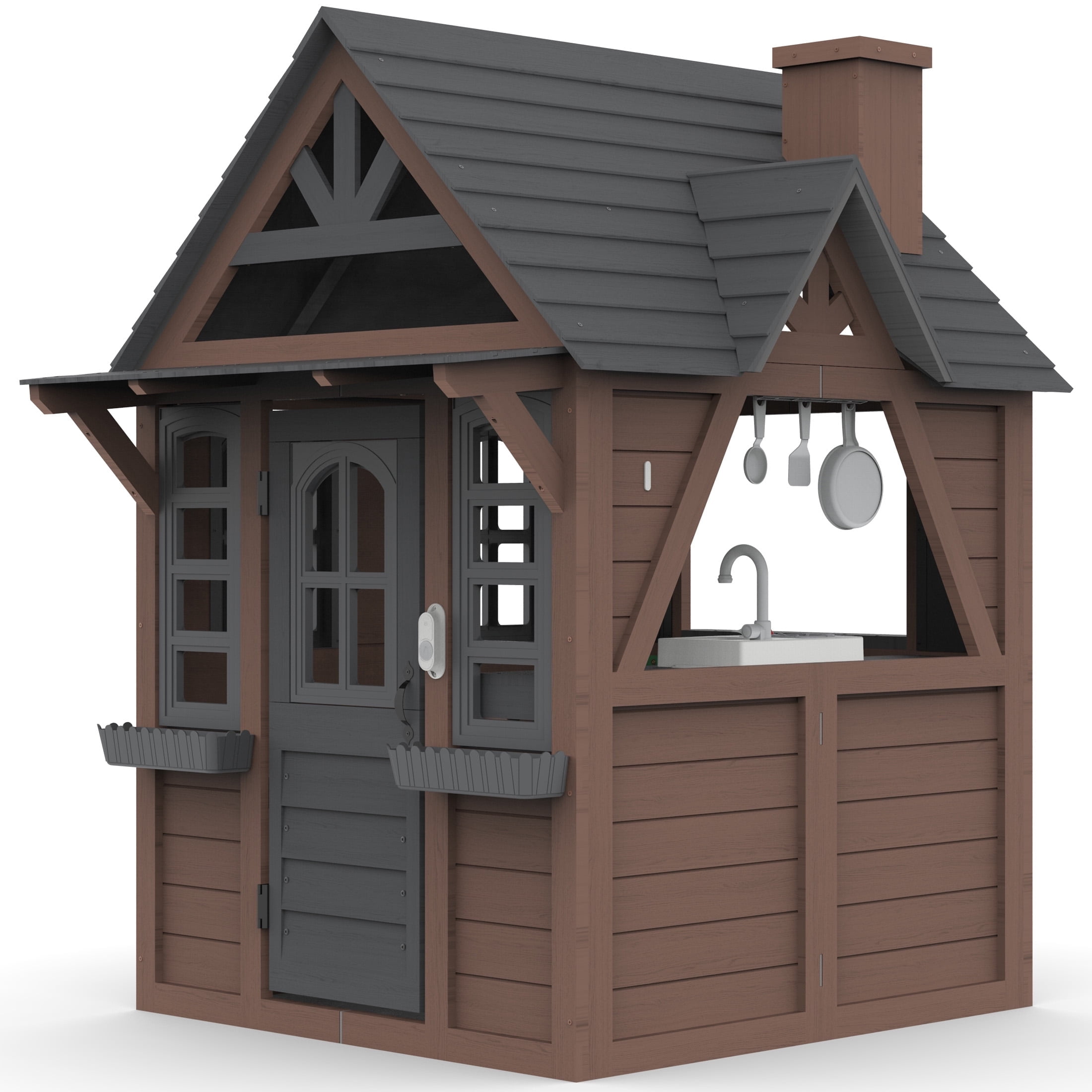 Coclub Outdoor Playhouse For Kids Ages 4 8 Wooden Play House With
