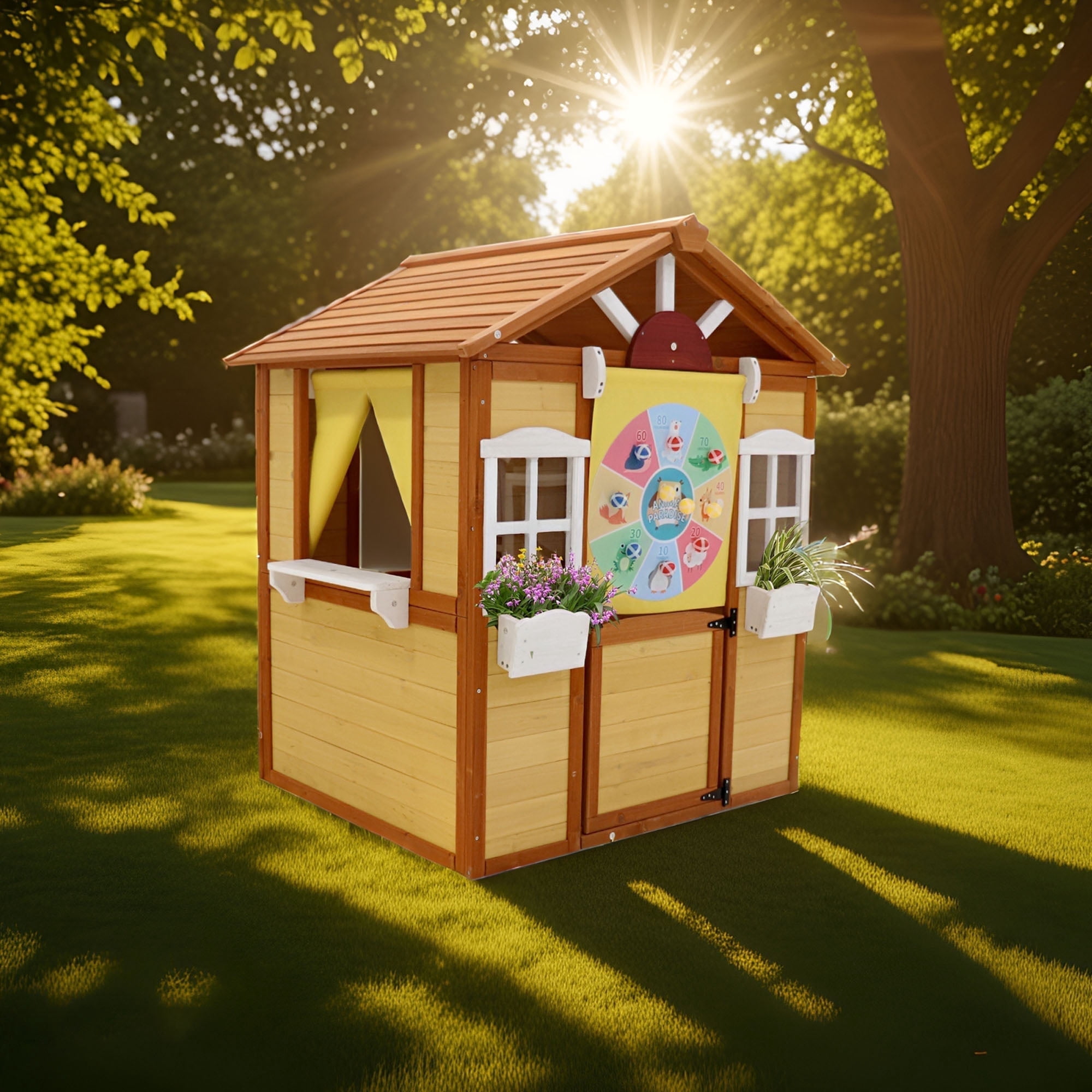 COCLUB Outdoor Wooden Playhouse for Kids Ages 4-8 – Durable Playhouse ...