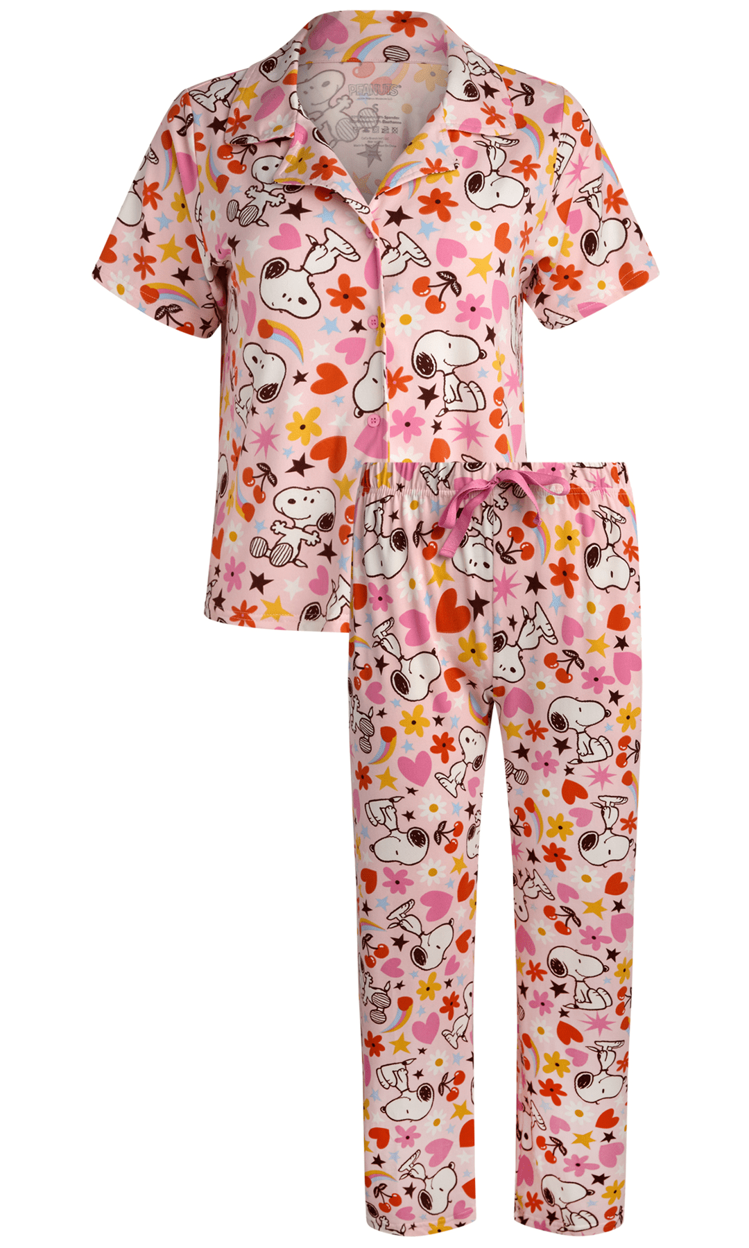 COCO BRANDS Peanuts Snoopy Womens Pajama Sets - 2 Piece Short Sleeve ...