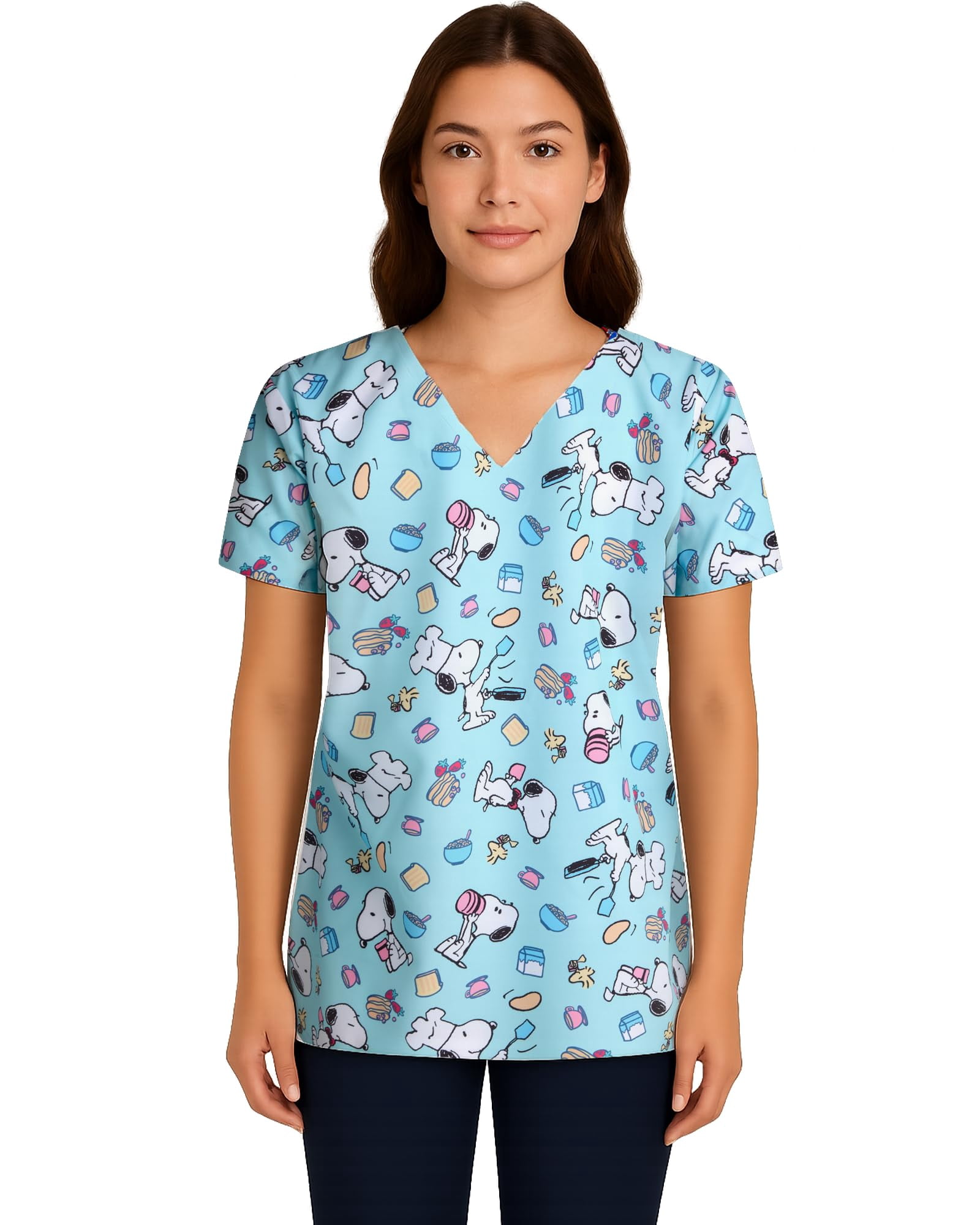 COCO BRANDS Womens Scrubs - Peanuts Snoopy V-Neck Scrub Medical Uniform ...