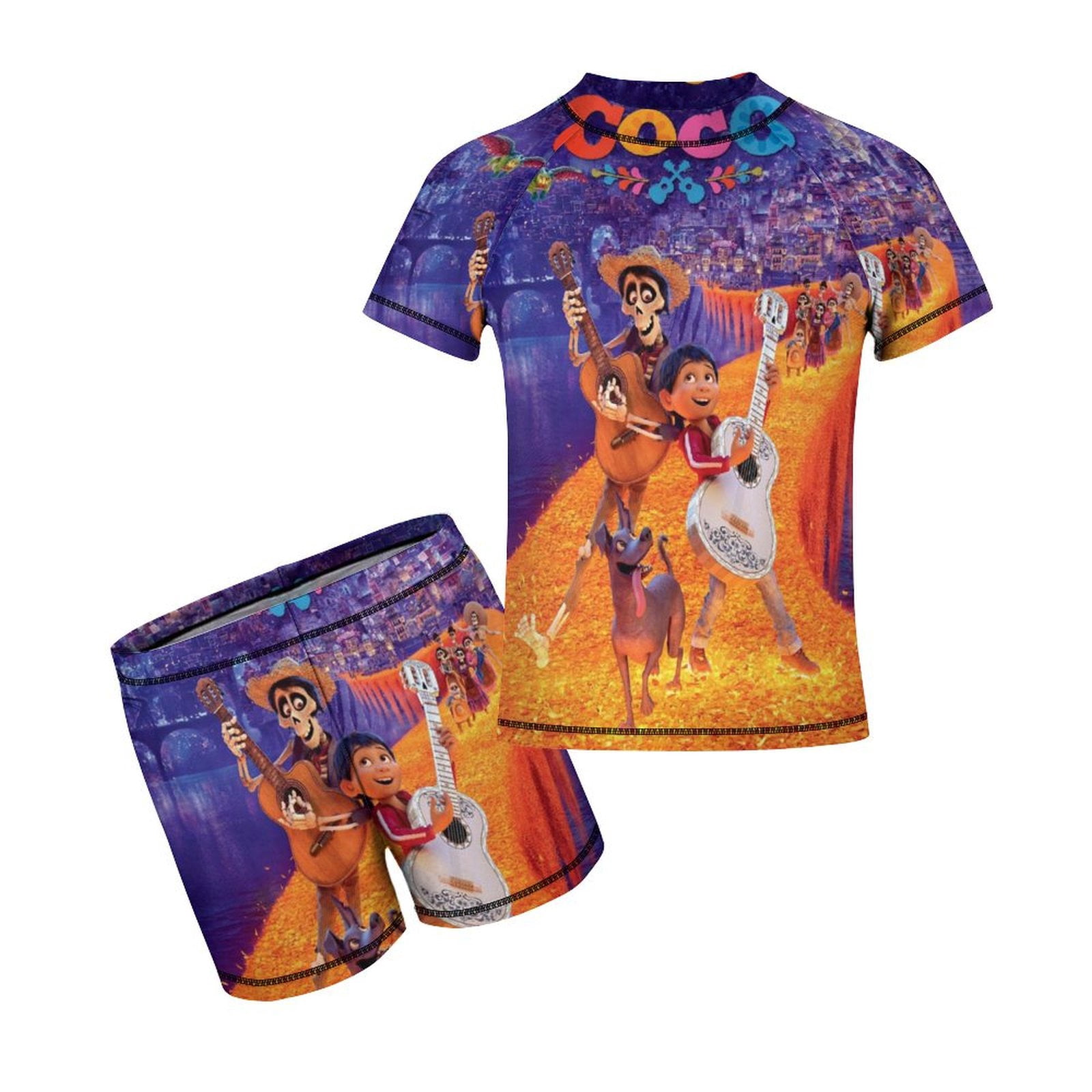 COCO Boys Two Piece Swimsuit Kids Swimwear Set Short Sleeve Bathing ...