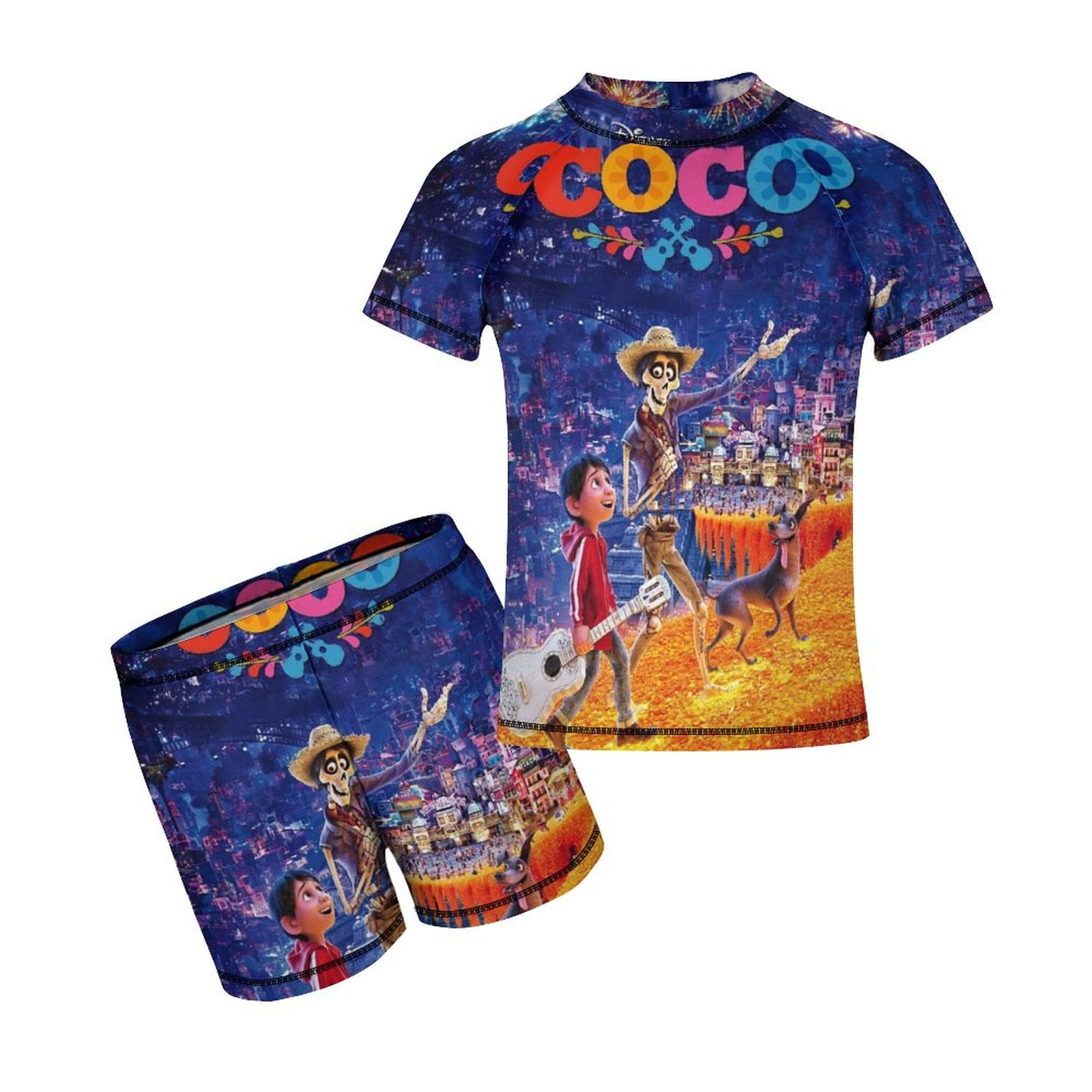 COCO Boys Two Piece Swimsuit Kids Swimwear Set Short Sleeve Bathing ...