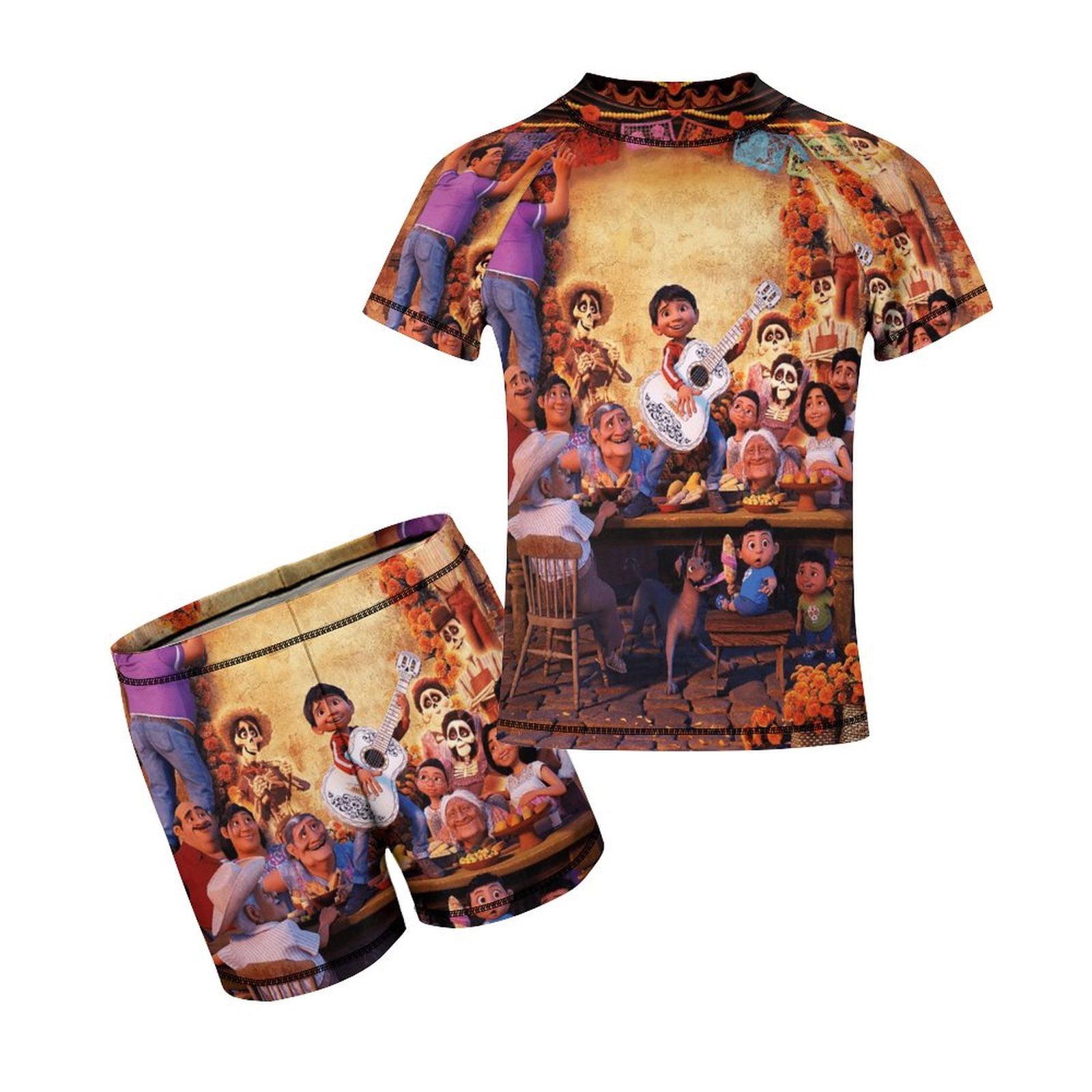 COCO Boys Two Piece Swimsuit Kids Swimwear Set Short Sleeve Bathing ...